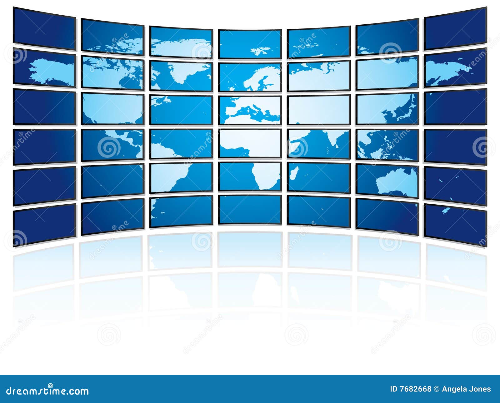 Mur De Plasma De TV Avec La Carte Du Monde Illustration de Vecteur ...