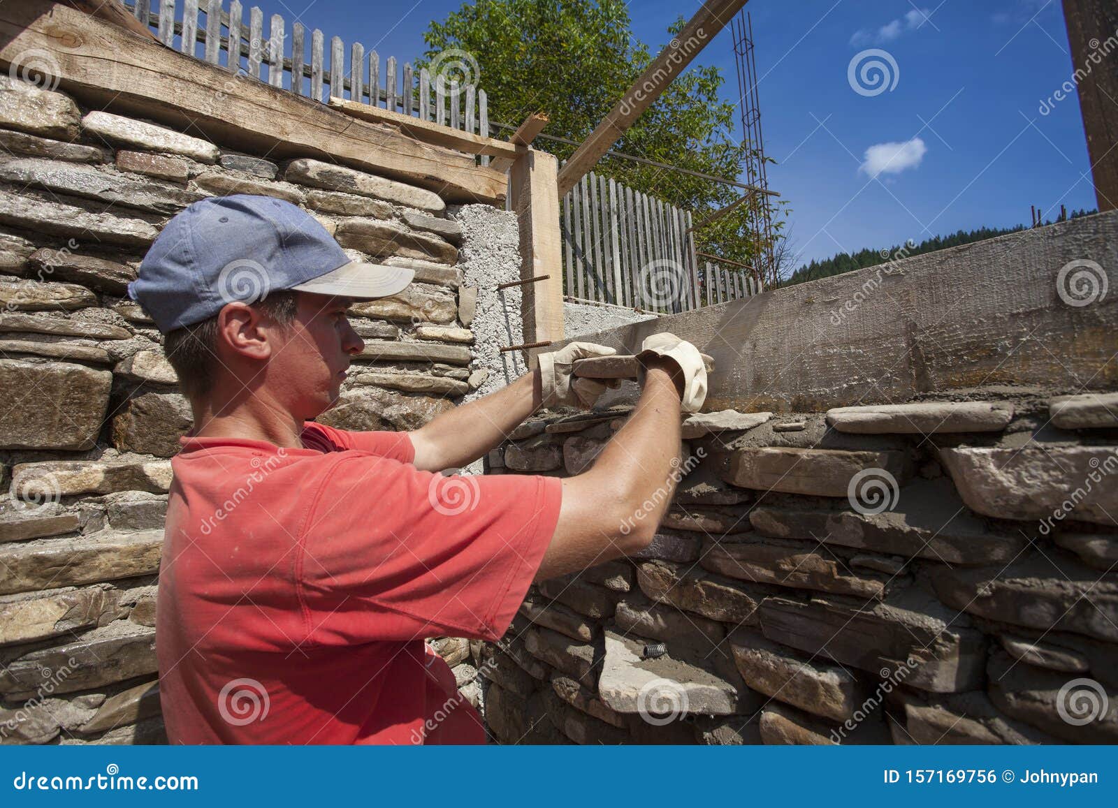 Mur En Pierre De Construction Pour La Maison Photo stock - Image du ...