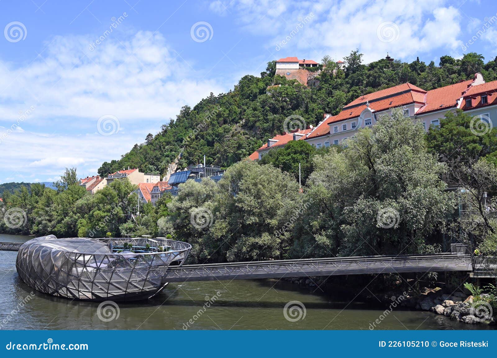 Mur Island Bridge in Graz editorial image. Image of cityscapes - 226105210