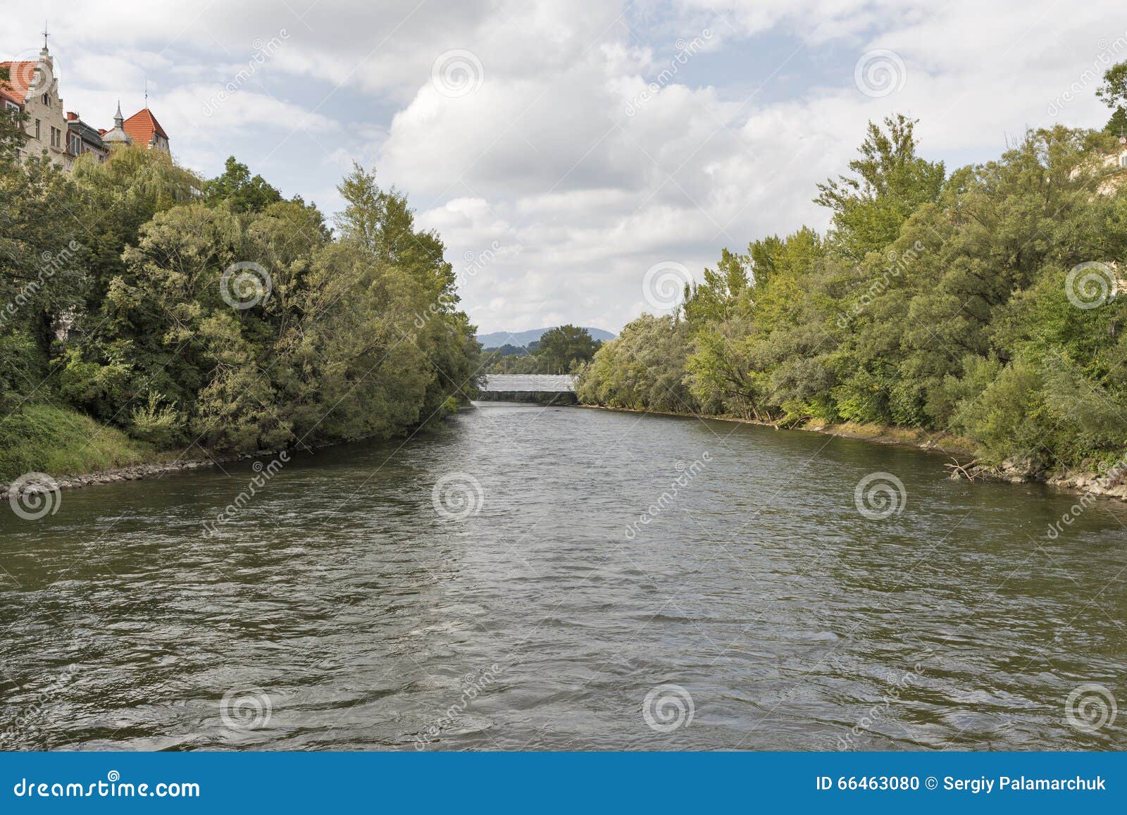 Mur river in Graz, Austria stock photo. Image of bridge - 66463080