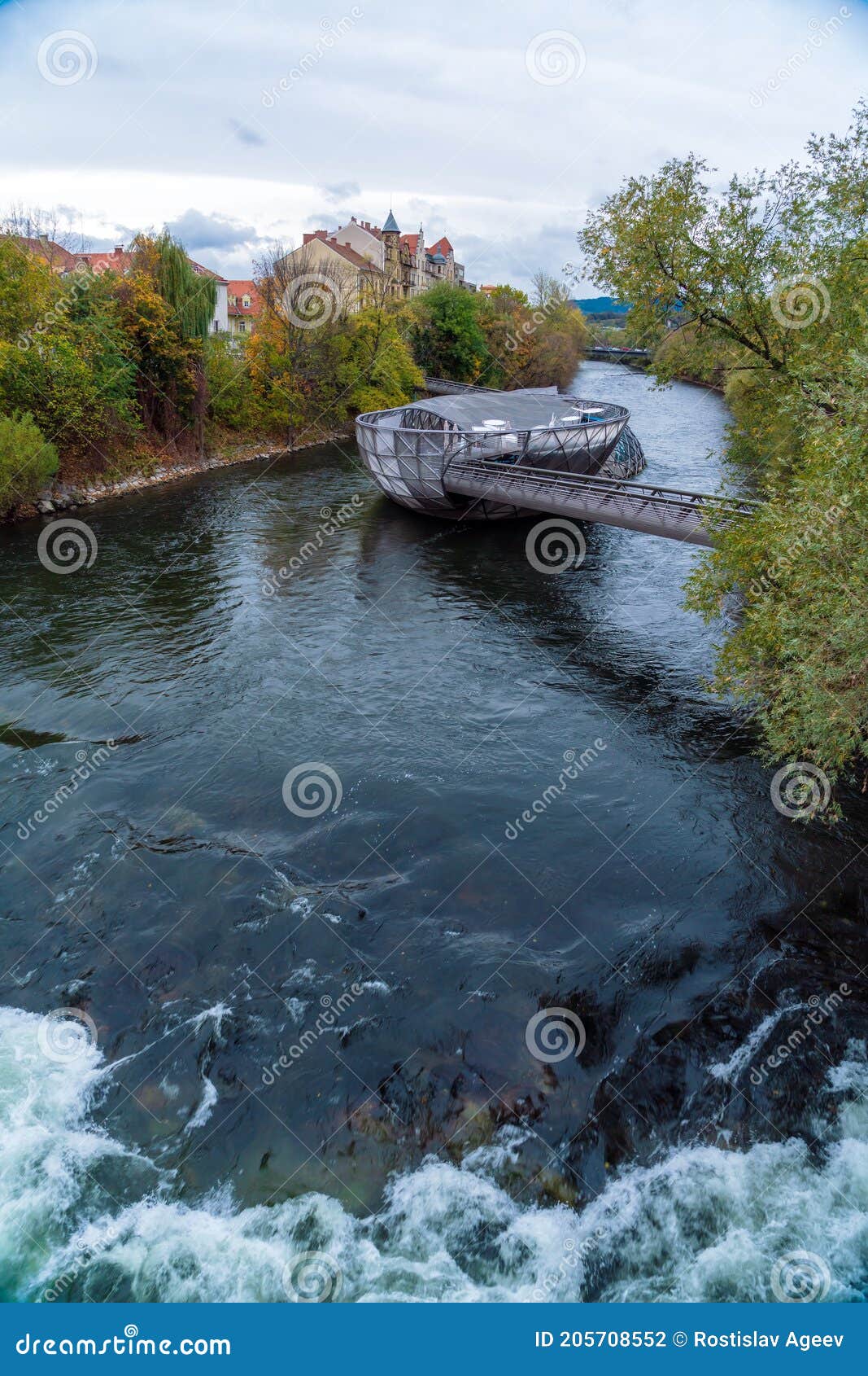 Mur River and Murinsel, Graz, Austria Stock Photo - Image of austrian ...