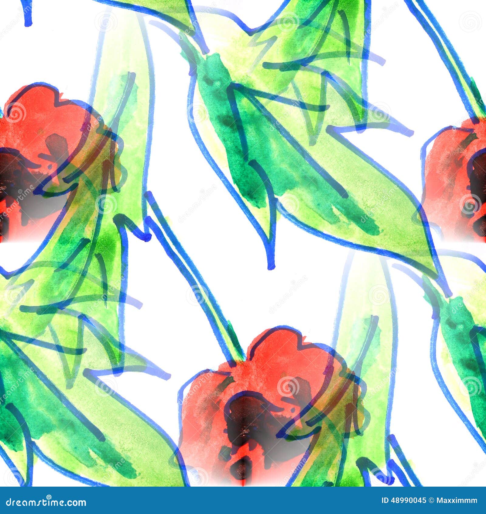 Mural Background Seamless Pattern Poppy Texture Stock Illustration ...