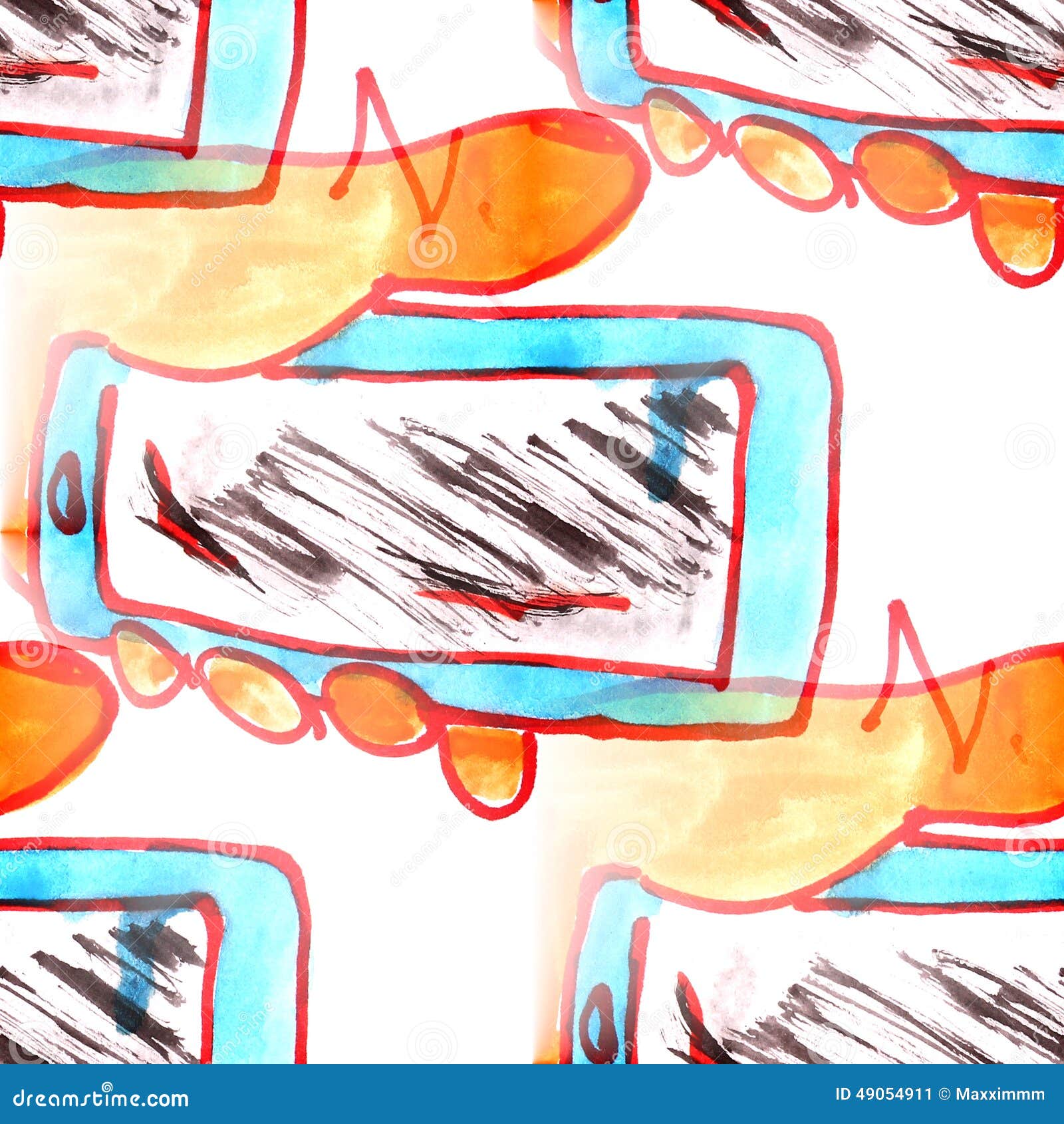 Mural Background Seamless Remote, Hand Pattern Stock Illustration ...