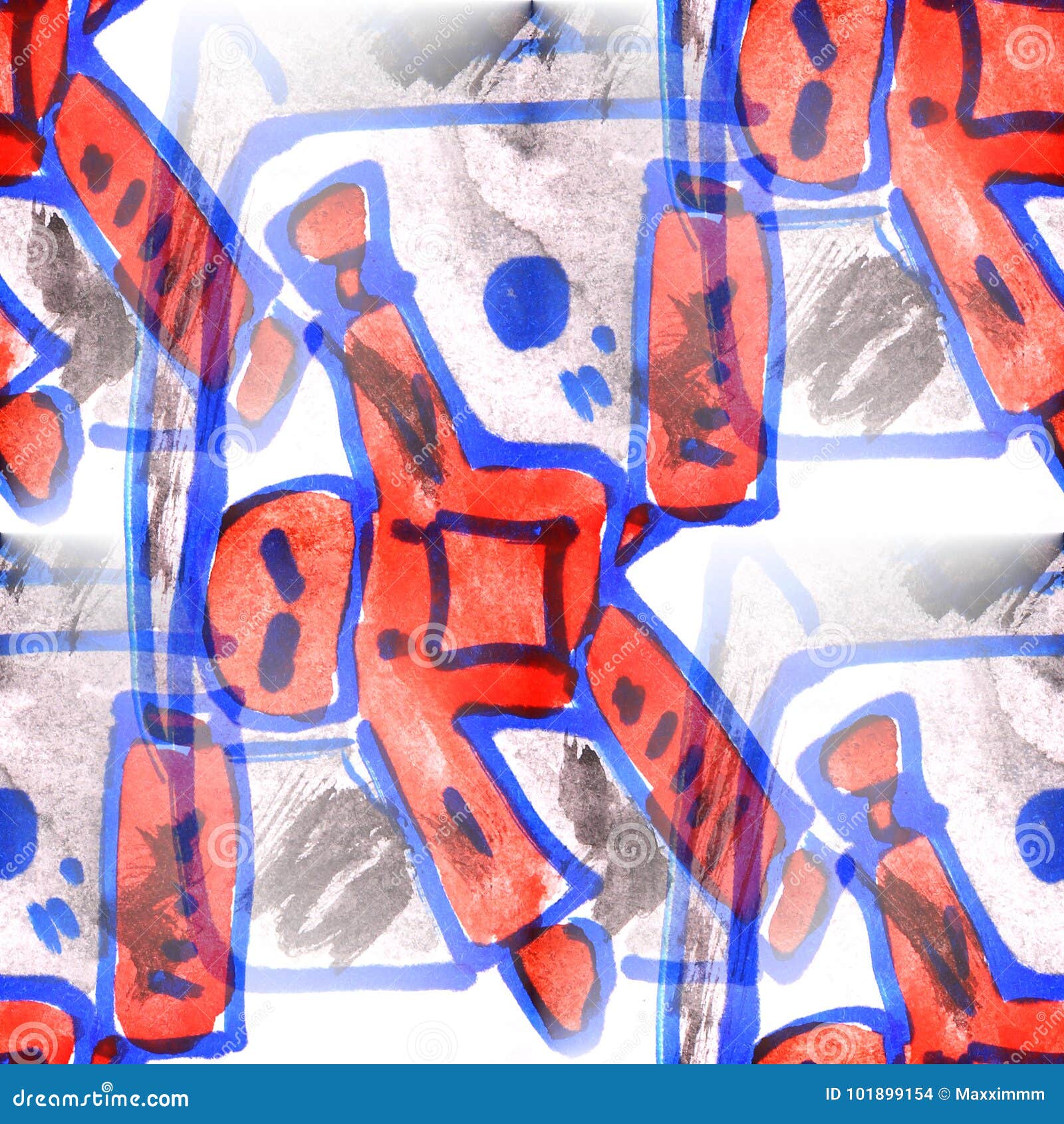 Mural Background Seamless Robot Pattern Background Texture Wa Stock ...