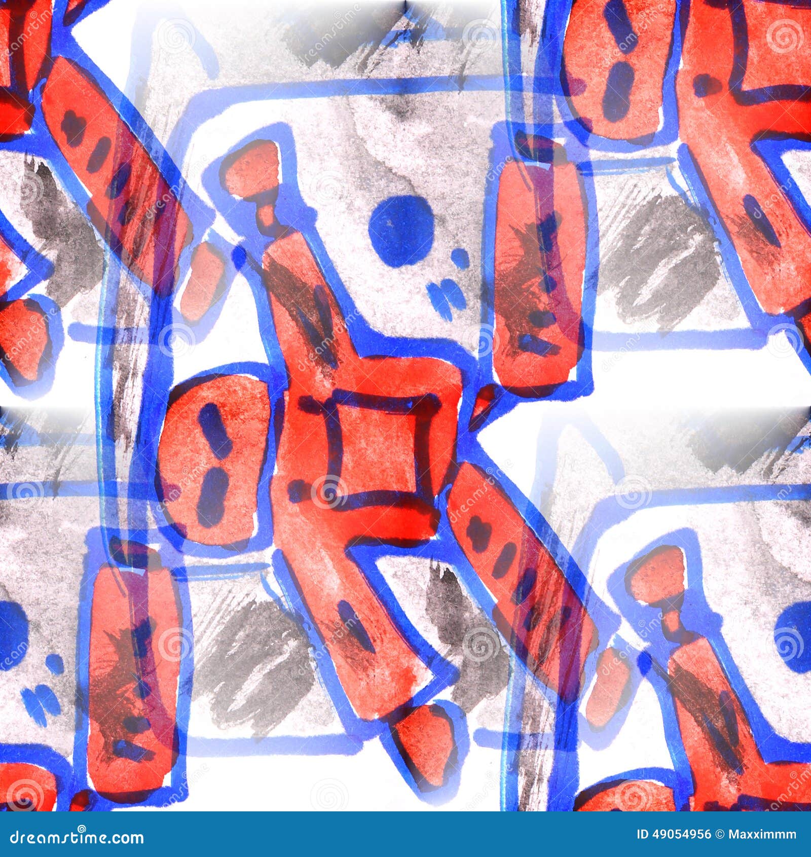 Mural Background Seamless Robot Pattern Stock Illustration ...