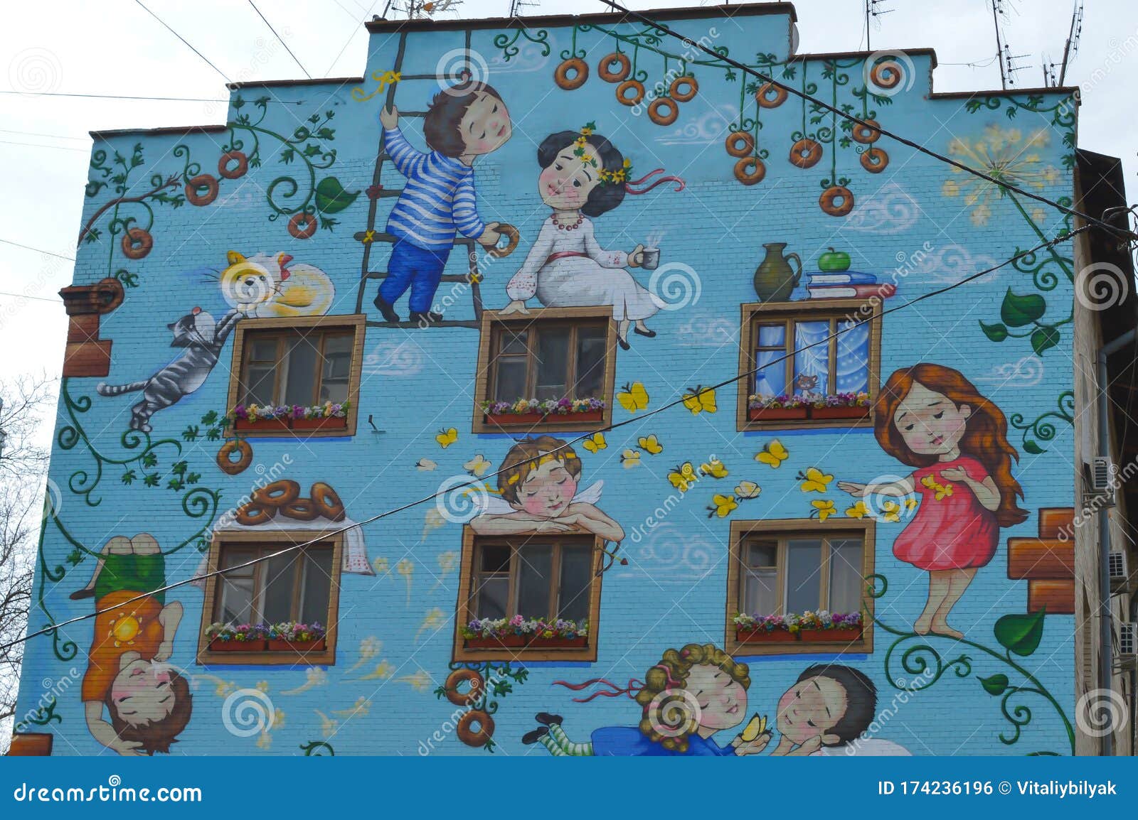 Mural at Building in Kyiv, Ukraine on April 1, 2018. Editorial Photo ...