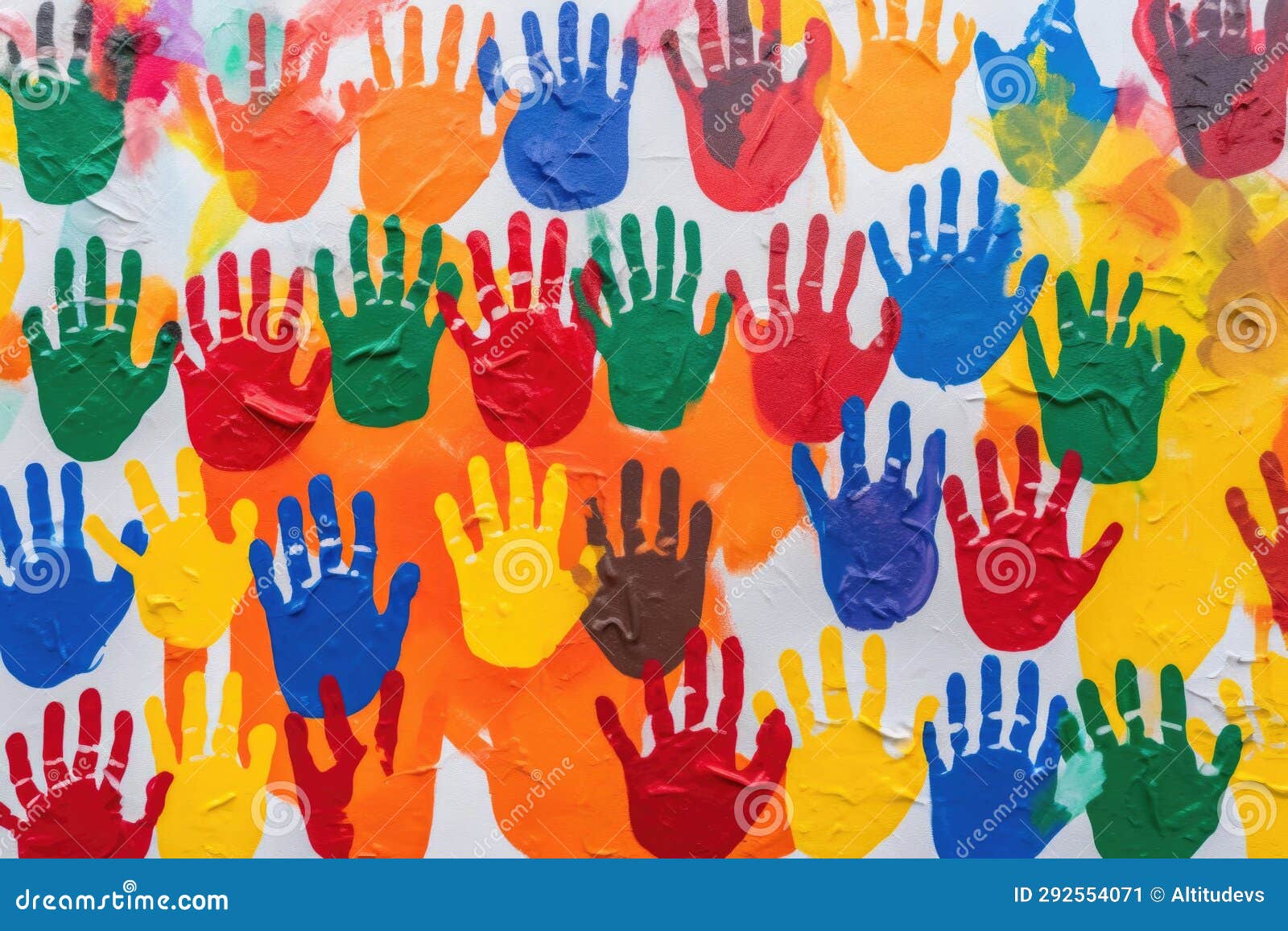 A Mural of Different Handprints in Various Colors Stock Image - Image ...