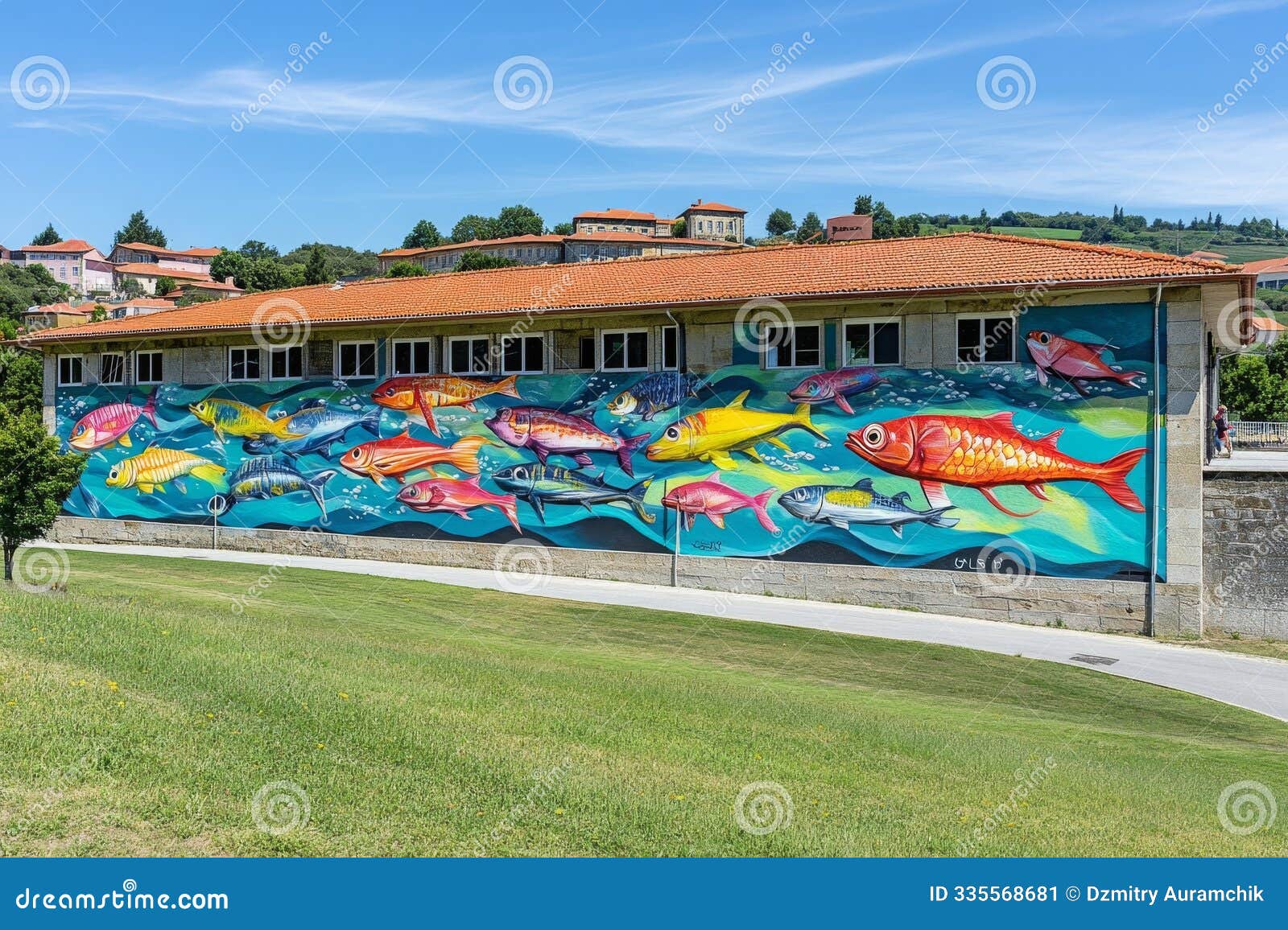 Mural Featuring Abstract Designs and Patterns on a Building. Stock ...
