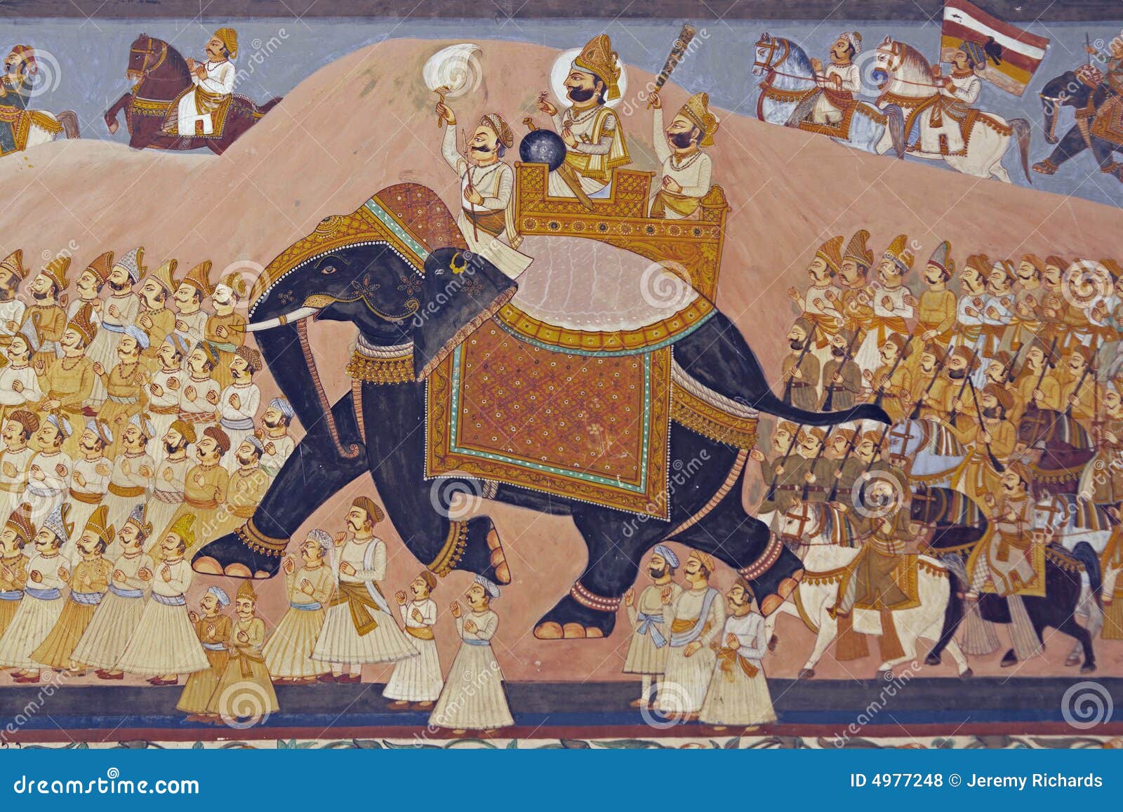 Mural of Indian Regal Procession Stock Photo - Image of asian, india ...