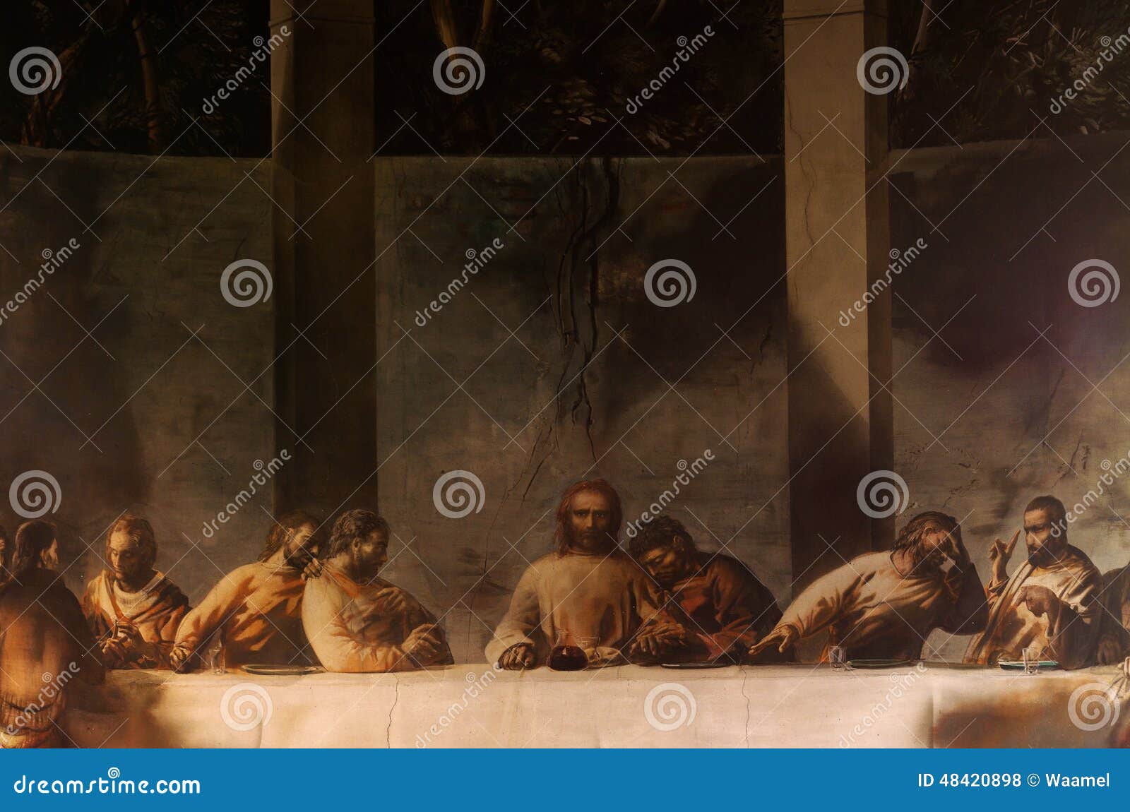 Mural of the Last Supper stock photo. Image of sorrow - 48420898