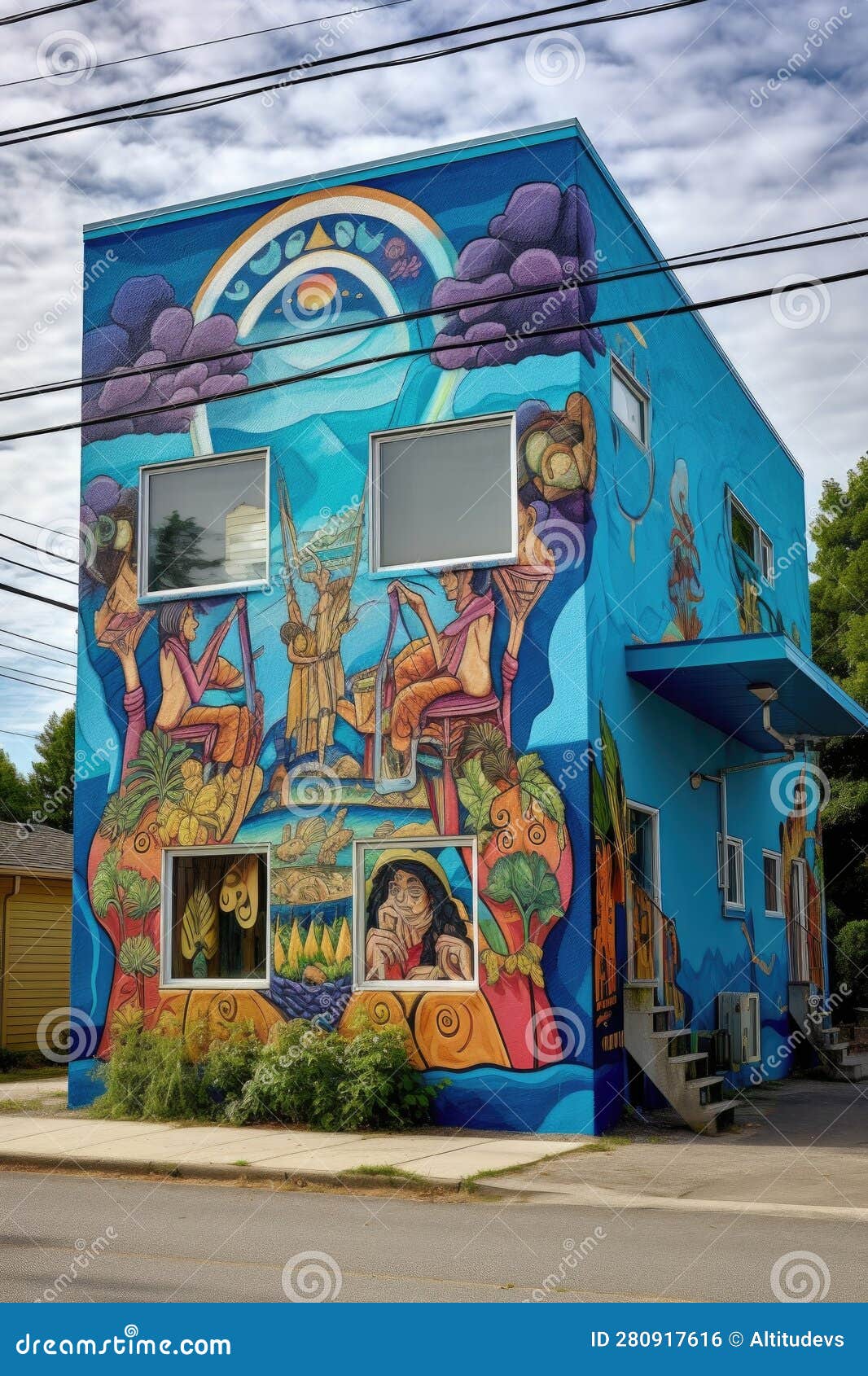 Mural Painted on a Community Building Wall Stock Illustration ...
