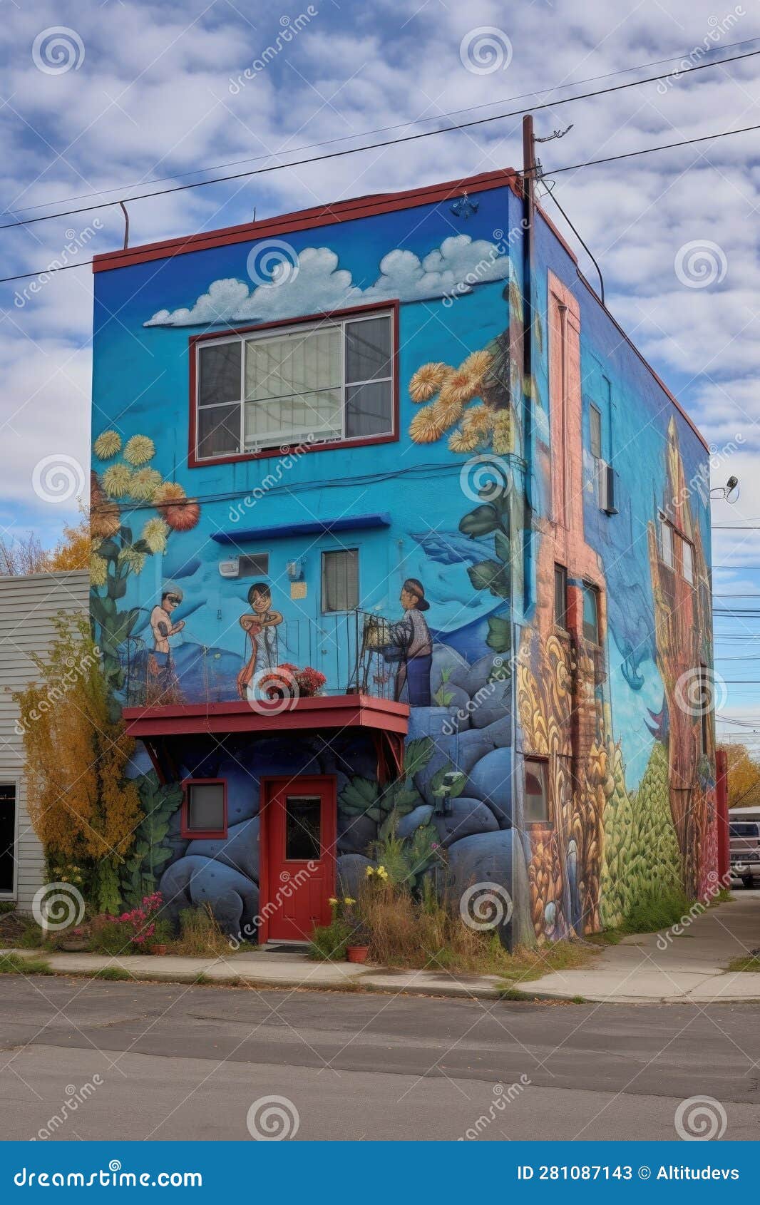 Mural Painted on a Community Building Wall Stock Illustration ...