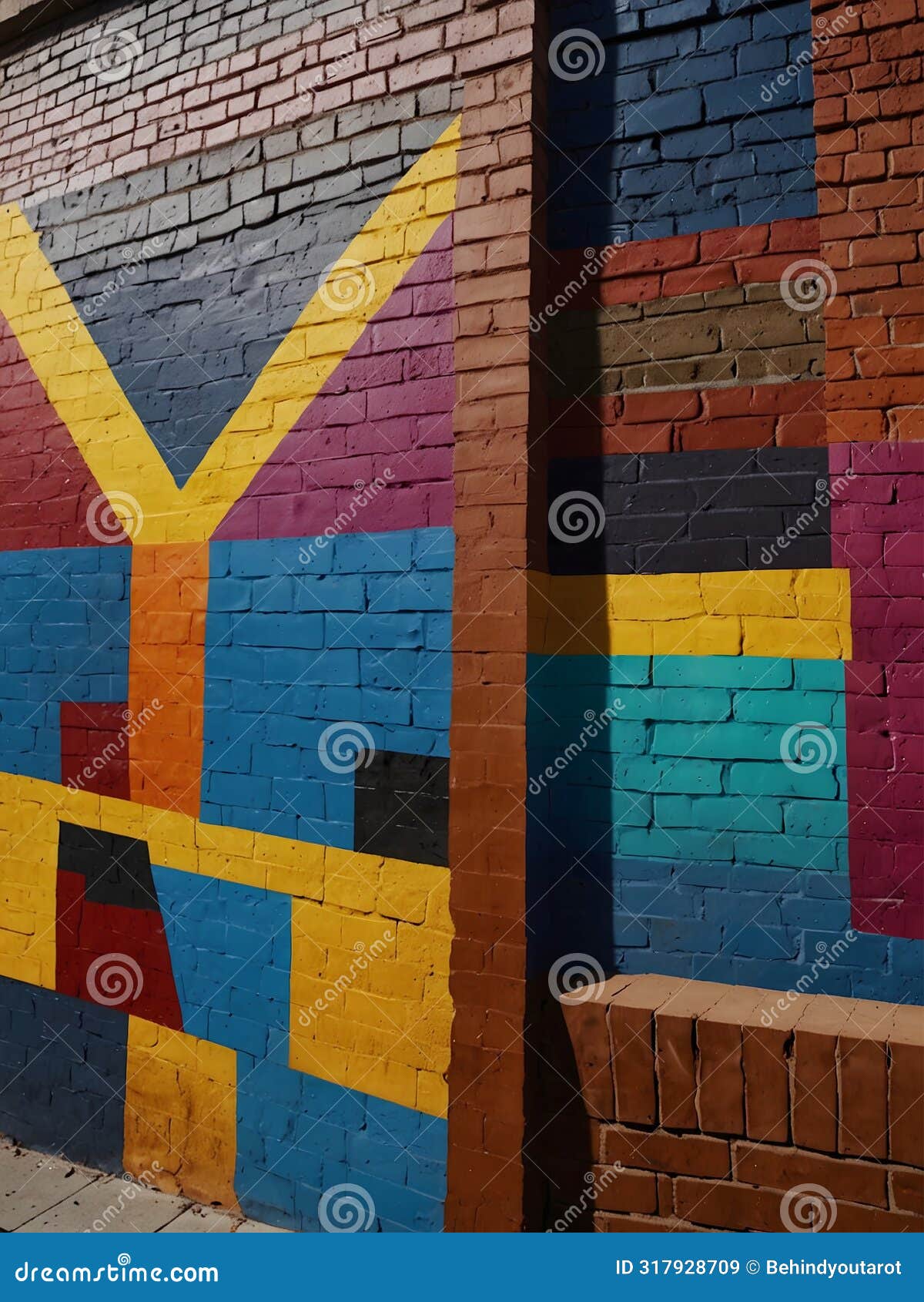 Mural Painted on a Textured Brick Surface Stock Illustration ...