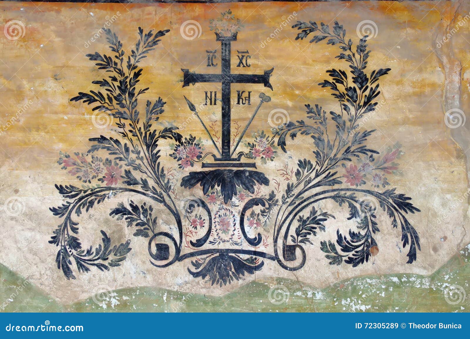 Old Mural Painting In The Ruins Of The Church Stock Photography ...