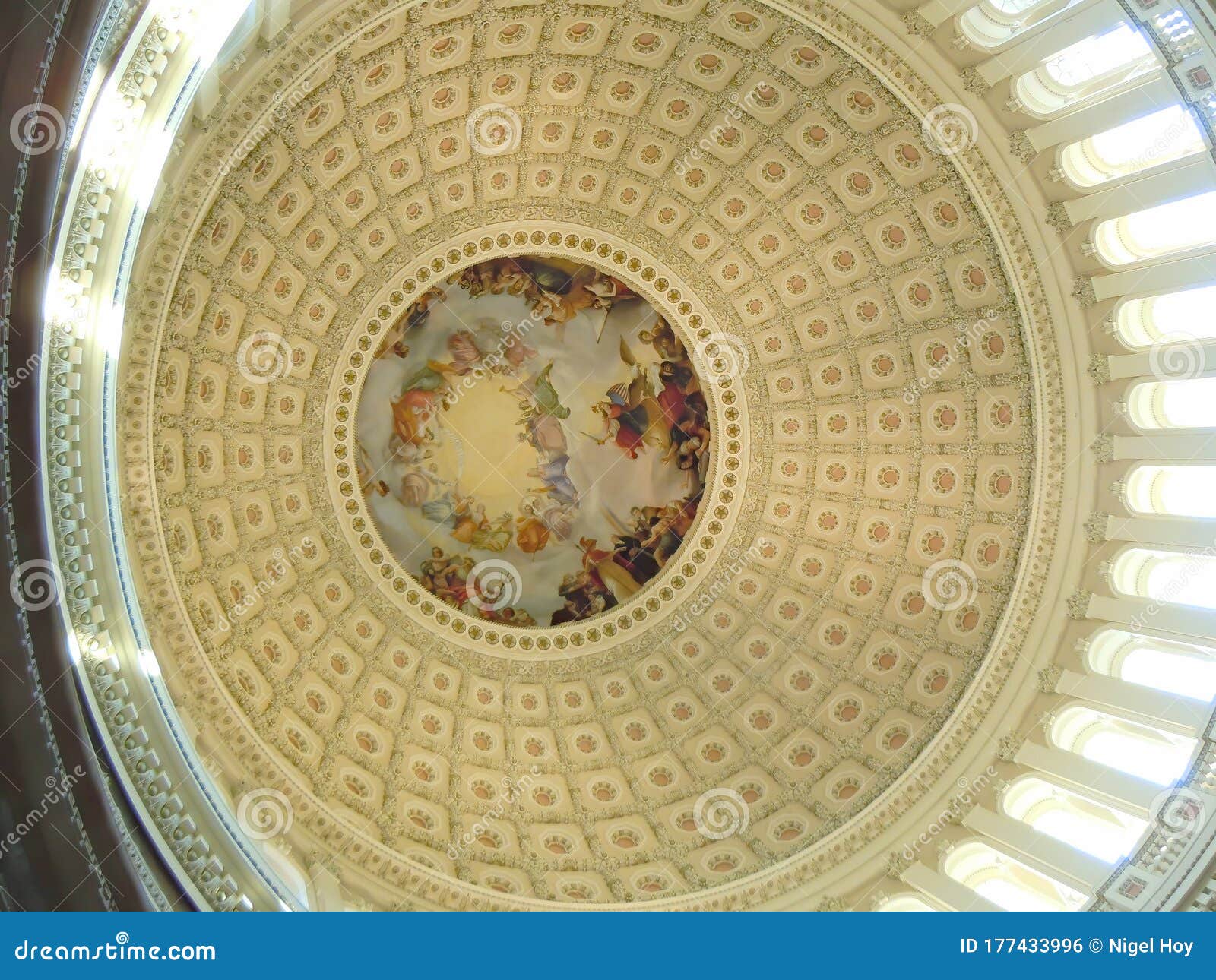 Mural and Patterns Inside Dome Building Stock Photo - Image of american ...