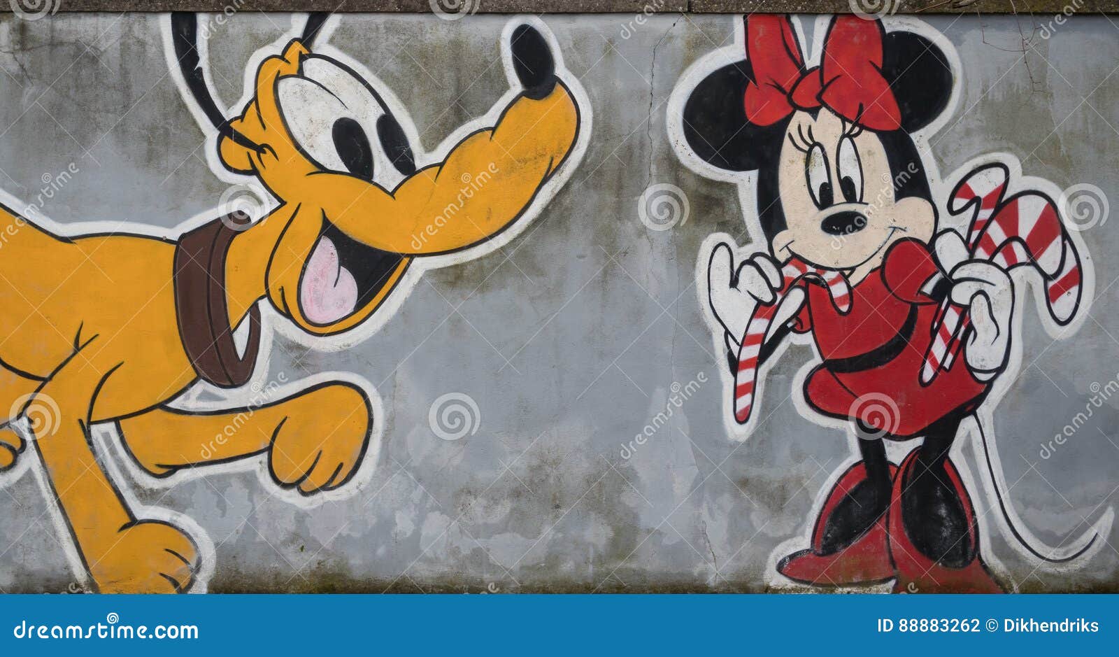 Mural with Pluto and Minnie Mouse Editorial Photography - Image of ...