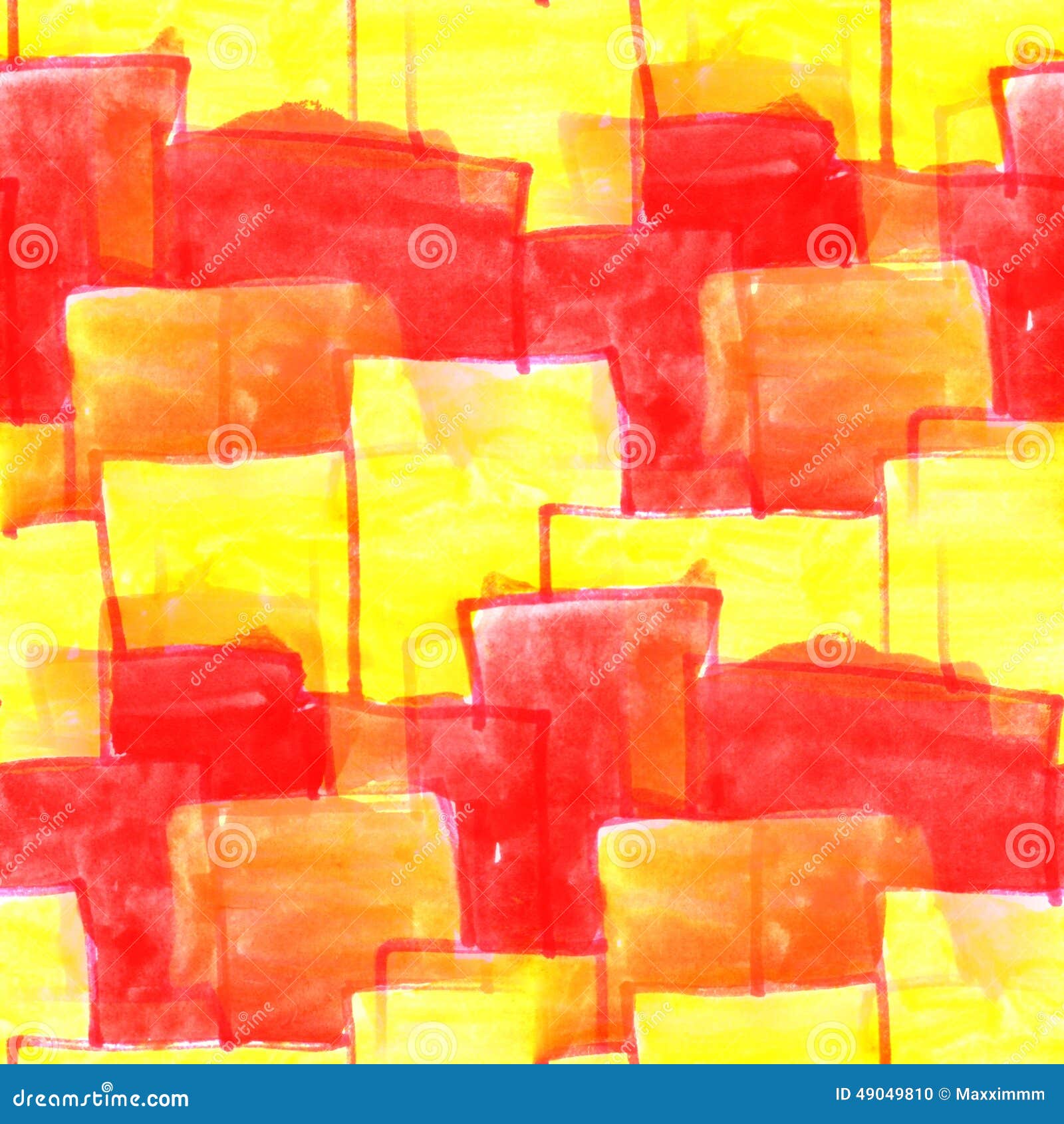 Mural Red Squares on a Yellow Background Seamless Stock Illustration ...