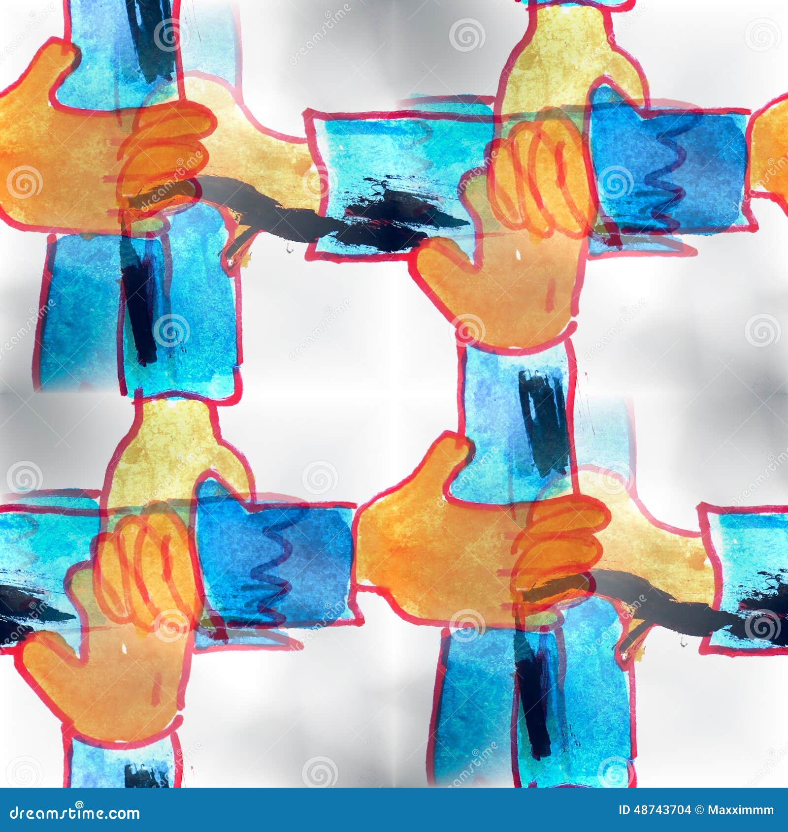 Mural Seamless Hands Pattern Background Texture Stock Illustration ...