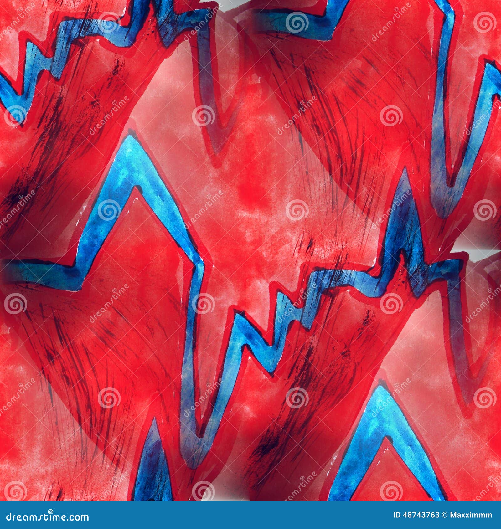 Mural Seamless Heart and Pulse Pattern Background Stock Illustration ...