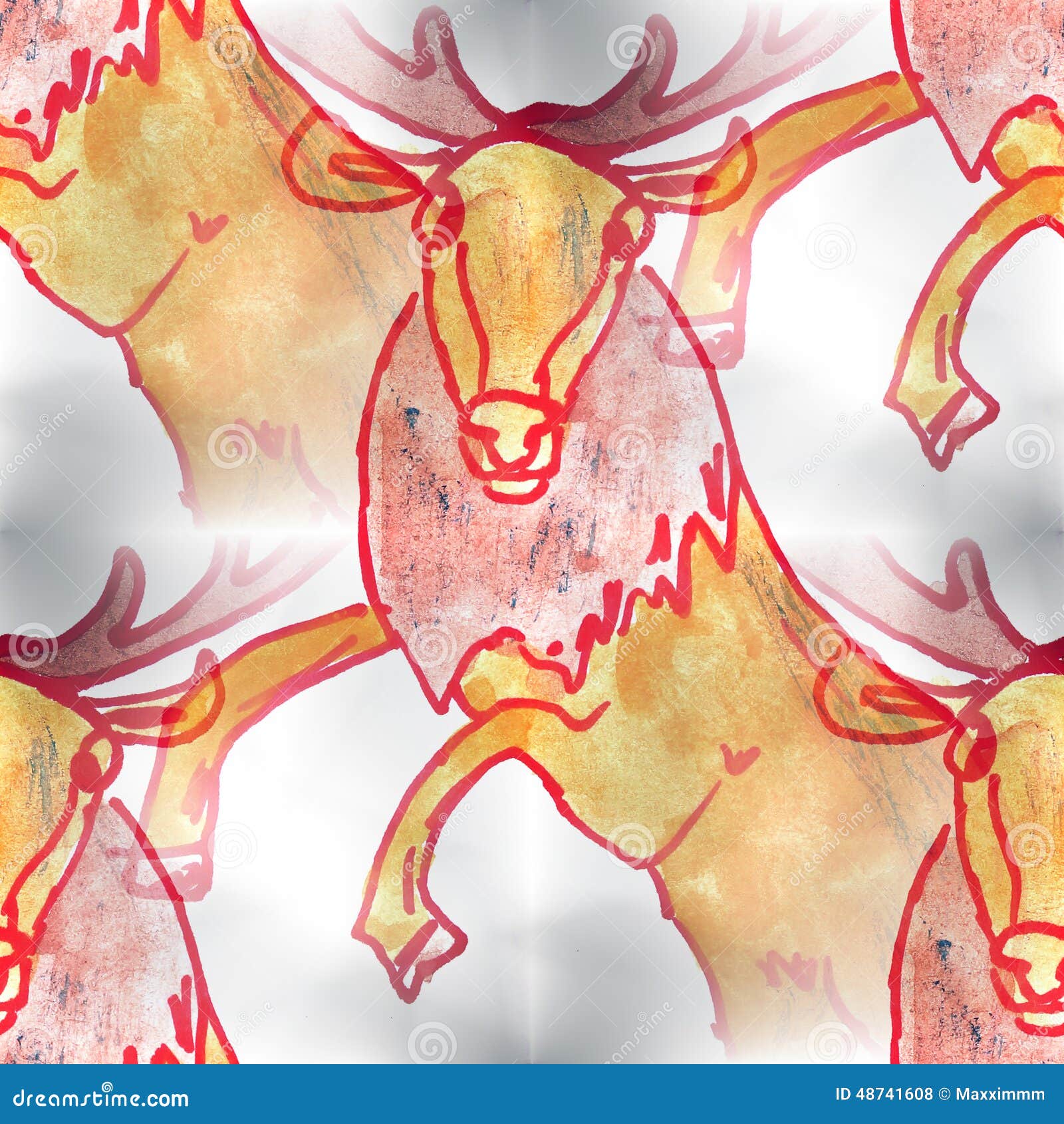 Mural Seamless Pattern Deer Background Texture Stock Illustration ...