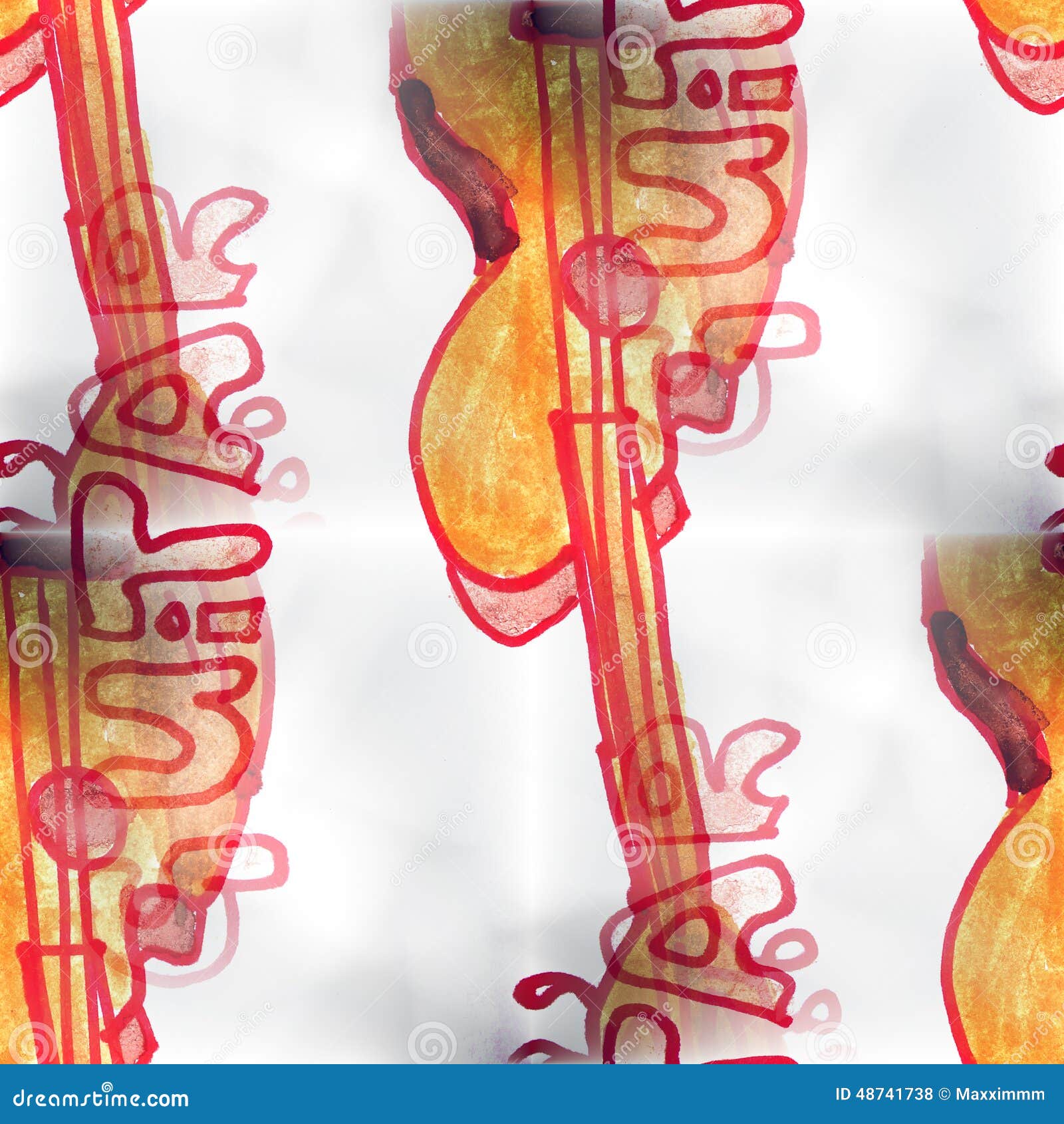 Mural Seamless Pattern Guitar Background Texture Stock Illustration ...