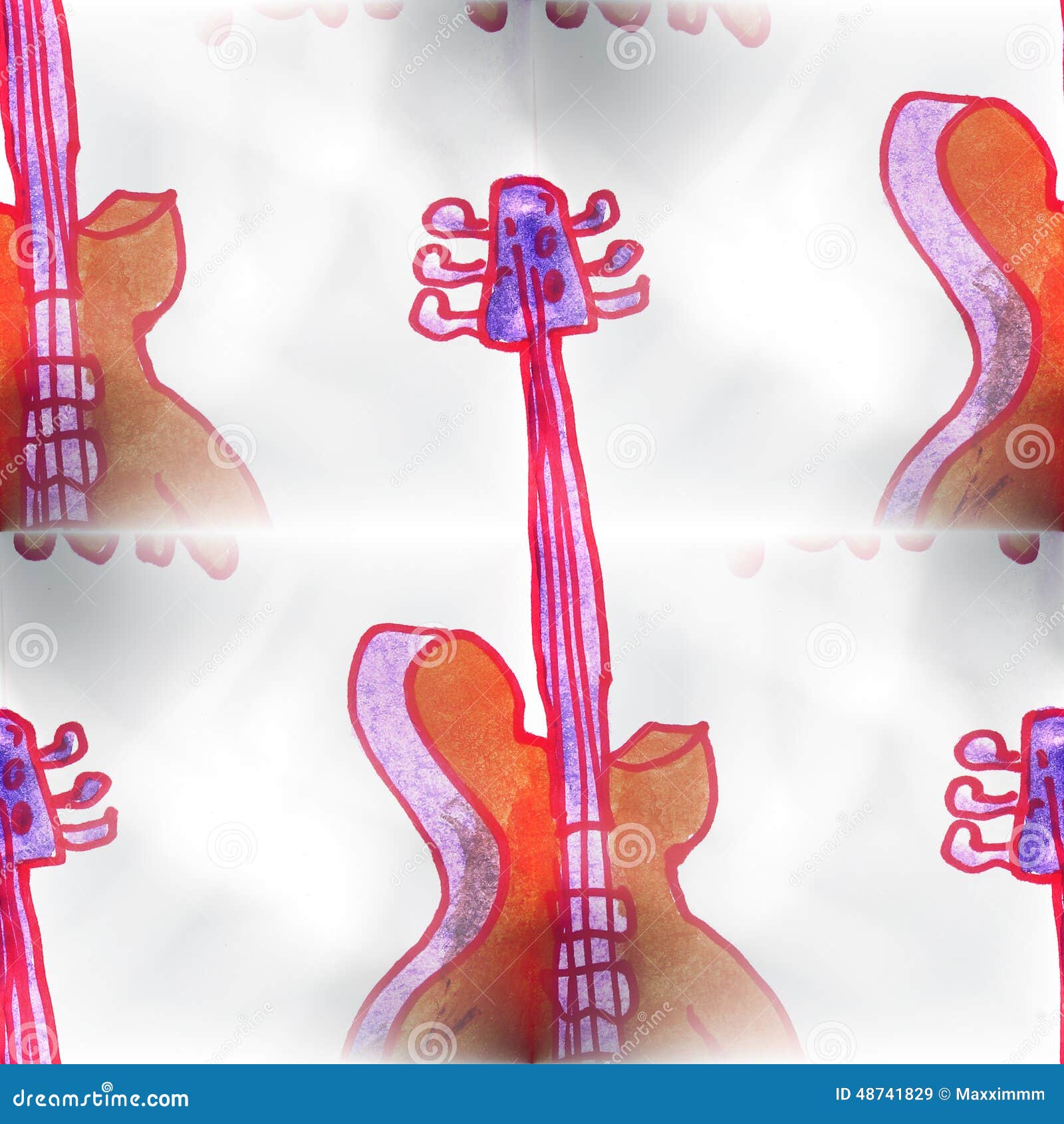 Mural Seamless Pattern Guitar Background Texture Stock Illustration ...