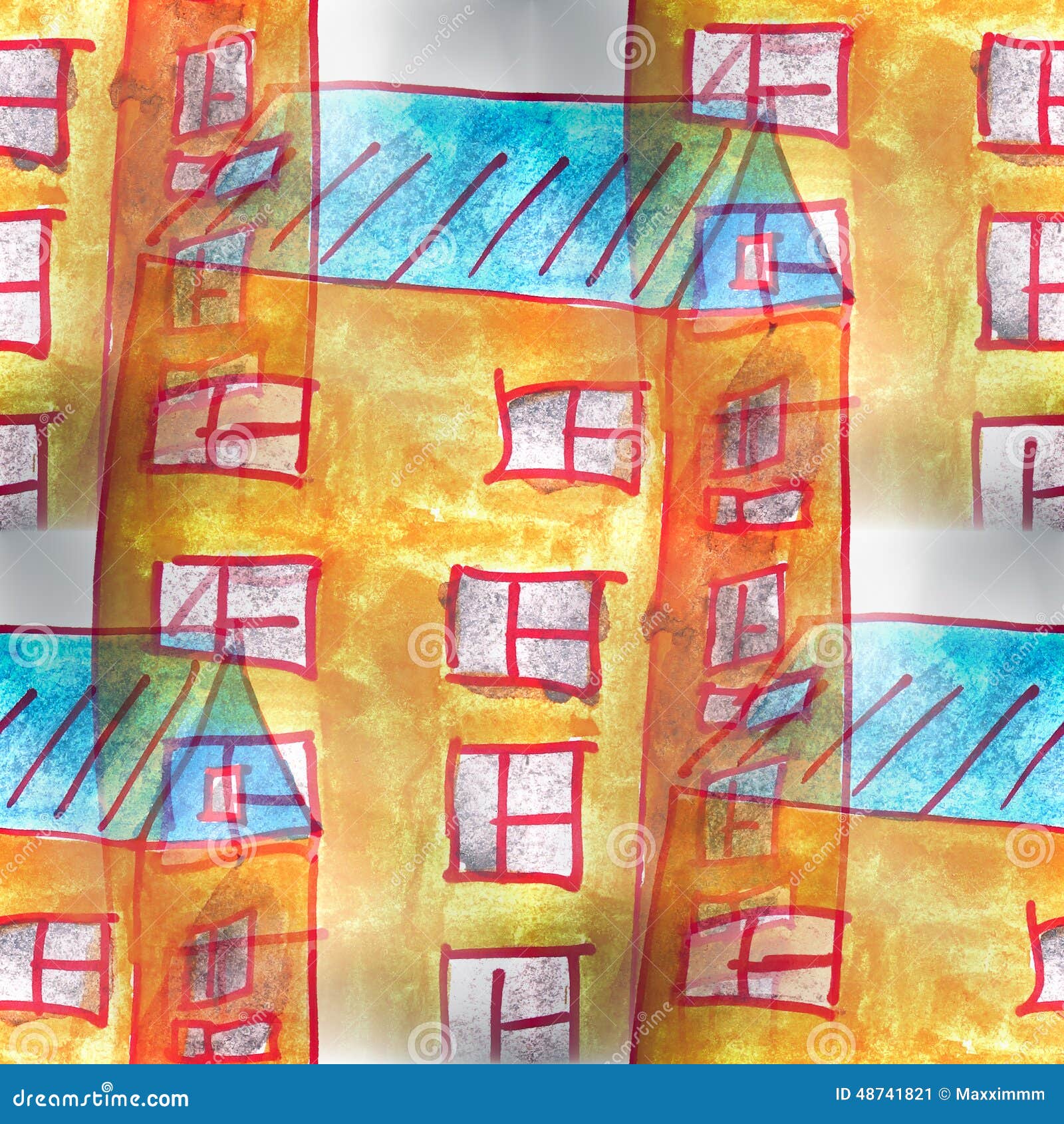 Mural Seamless Pattern House Background Texture Stock Illustration ...