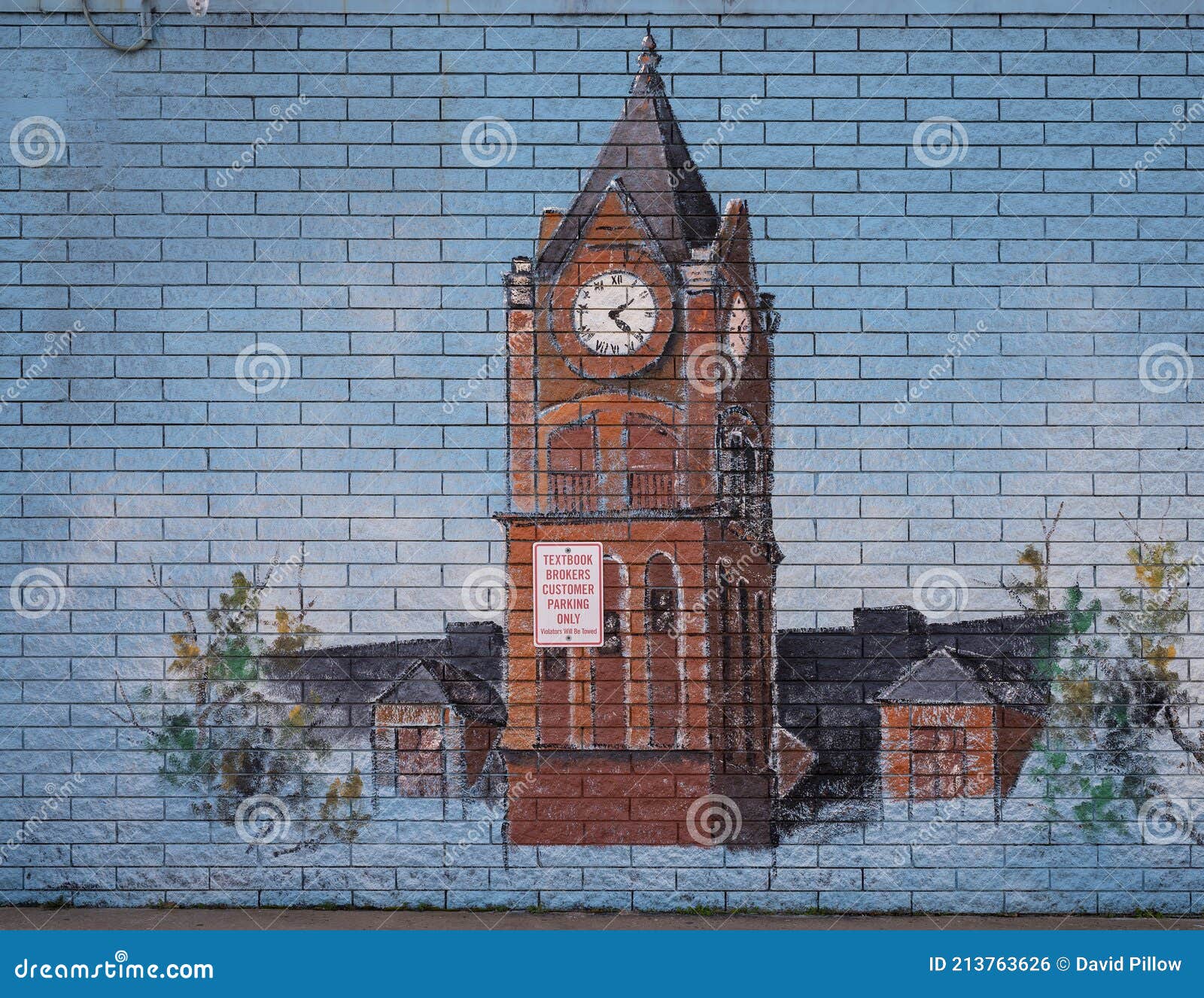Mural with University of Central Oklahoma Clock Tower on the Side of ...