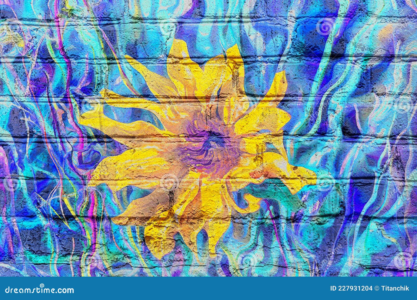 Mural Wall- Paint Brush. Wallpaper Pattern- Art Drawing Stock Photo ...