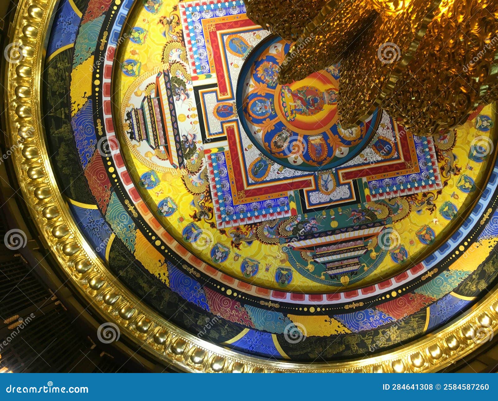 Murals on the Ceiling of Buddhist Temples Stock Photo - Image of temple ...