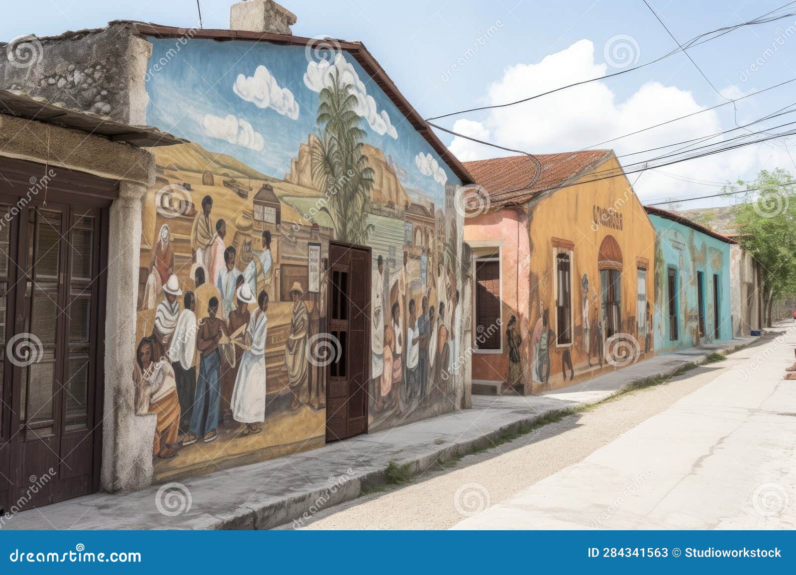 Murals Depicting Different Cultures and Historical Events Stock ...