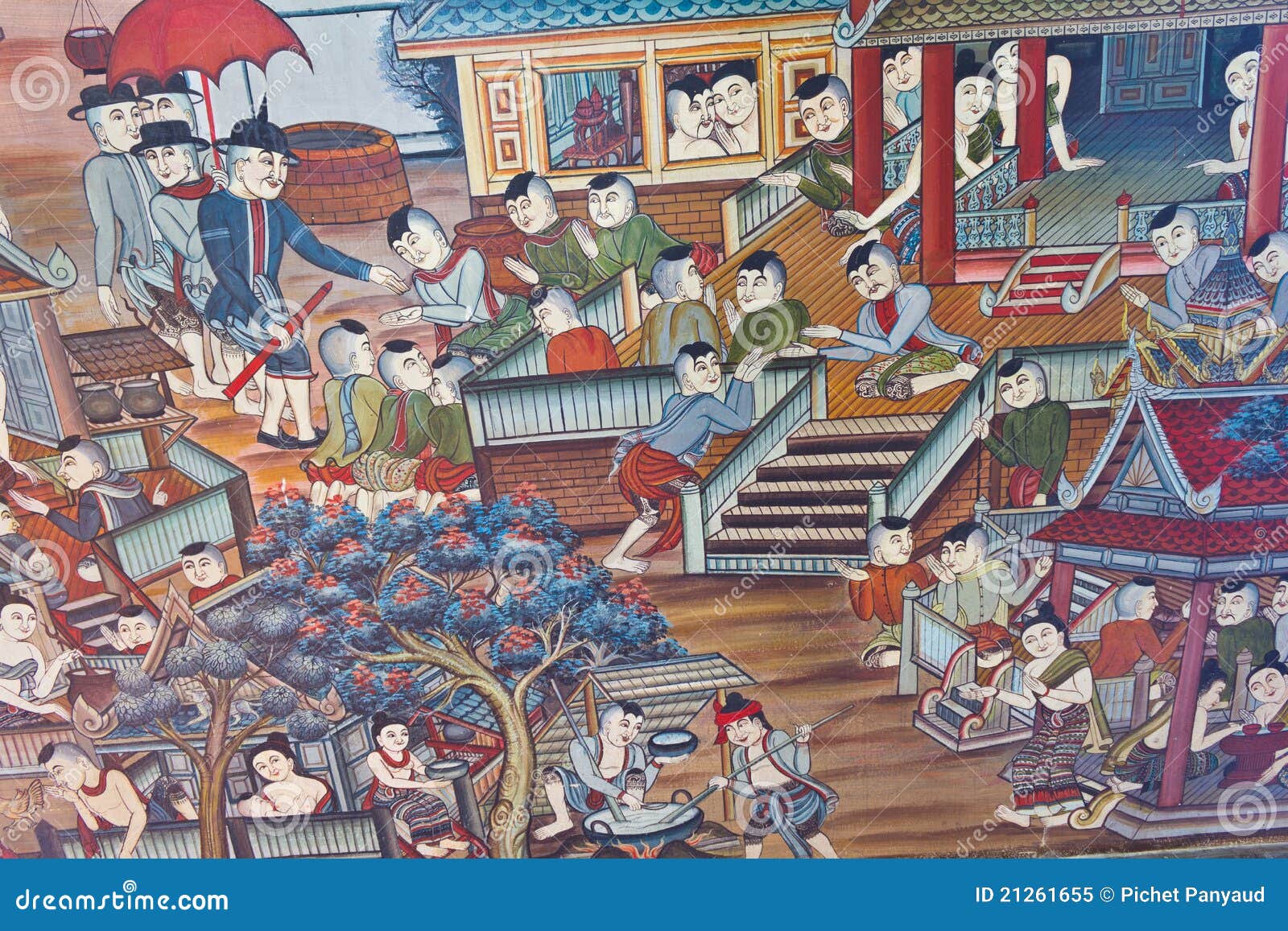 Murals on the temple walls stock image. Image of gold - 21261655