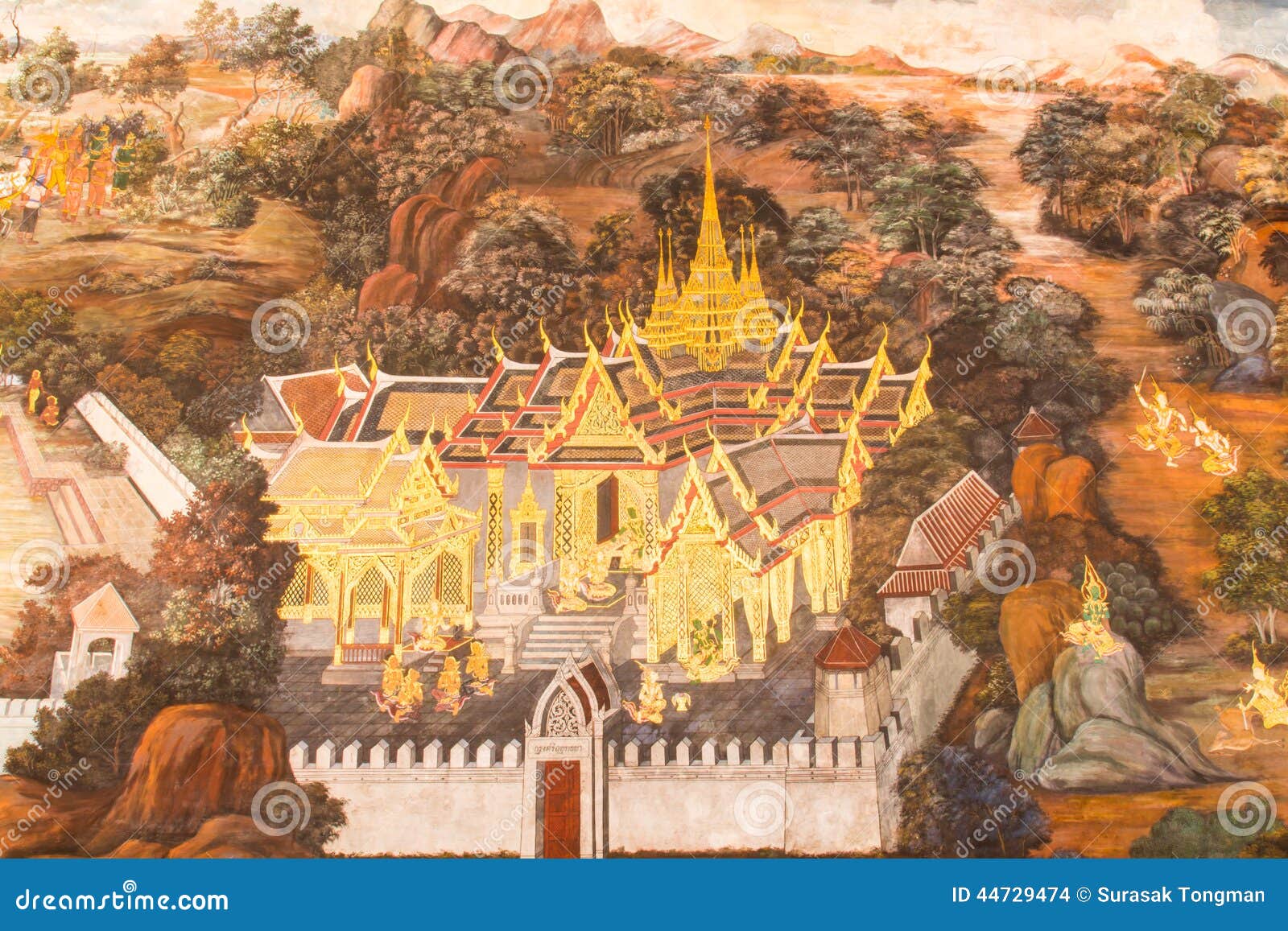 Murals at Wat Phra Kaew stock photo. Image of place, religion - 44729474
