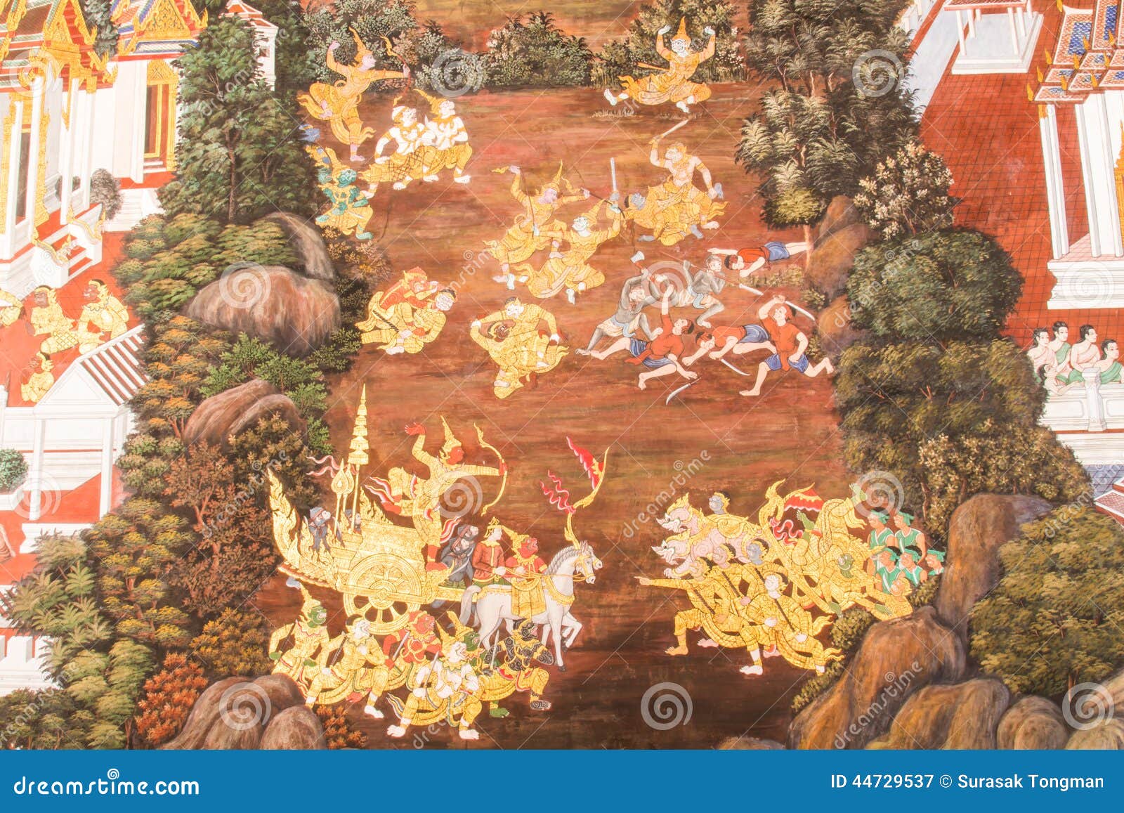 Murals at Wat Phra Kaew stock image. Image of thailand - 44729537