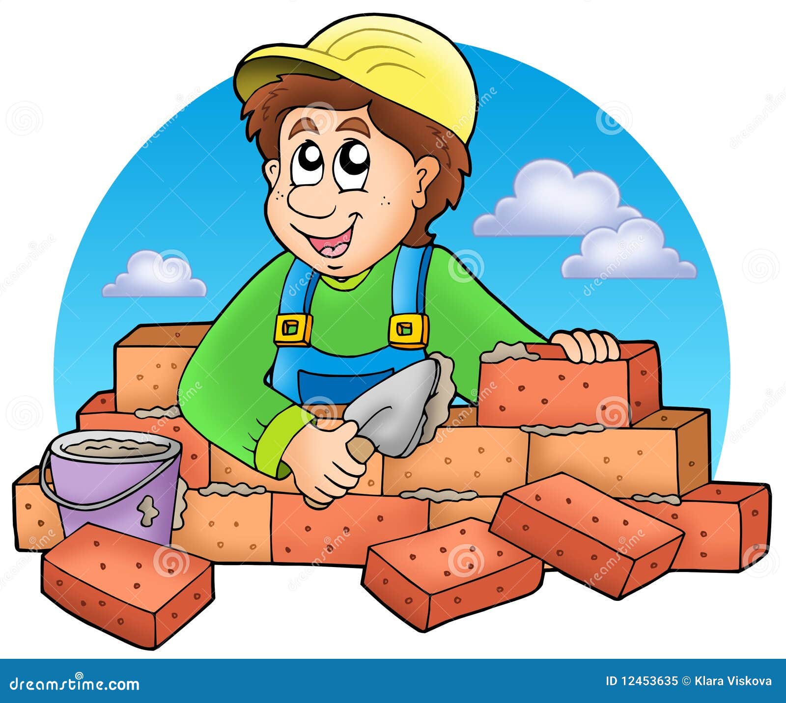 Muratore Del Fumetto Con Le Nubi Illustrazione di Stock - Illustrazione ...