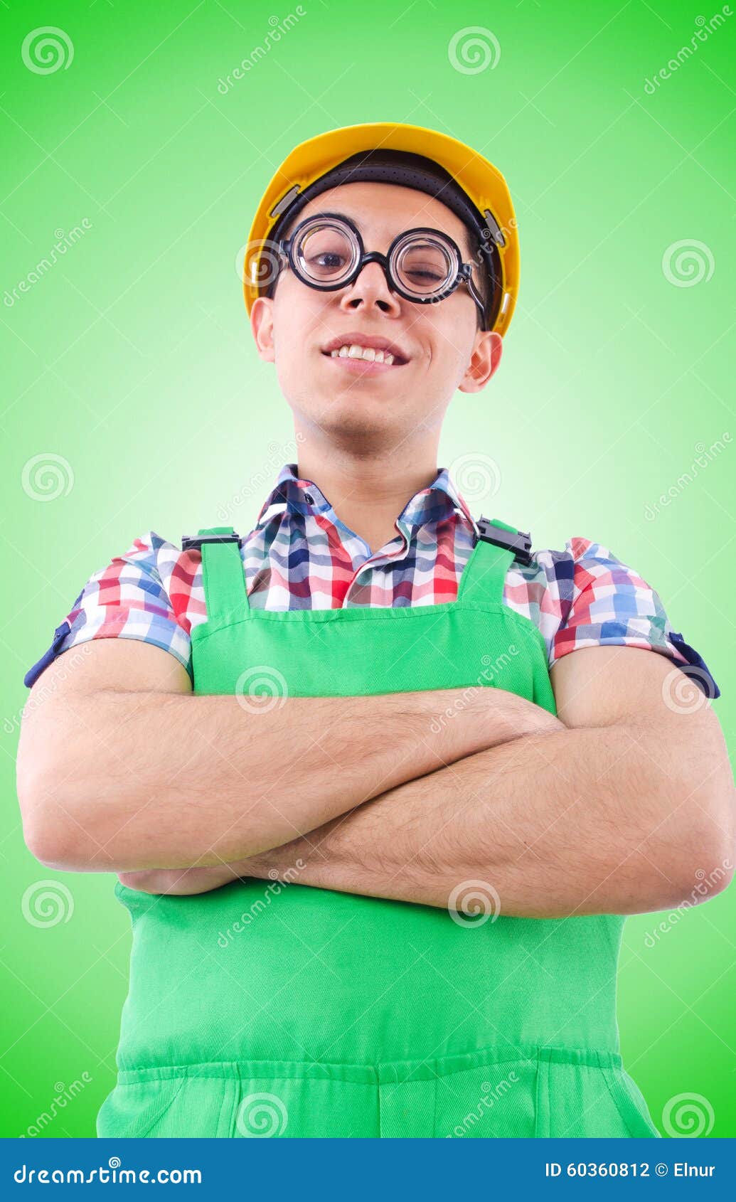 Muratore Divertente Isolato Su Bianco Fotografia Stock - Immagine di ...