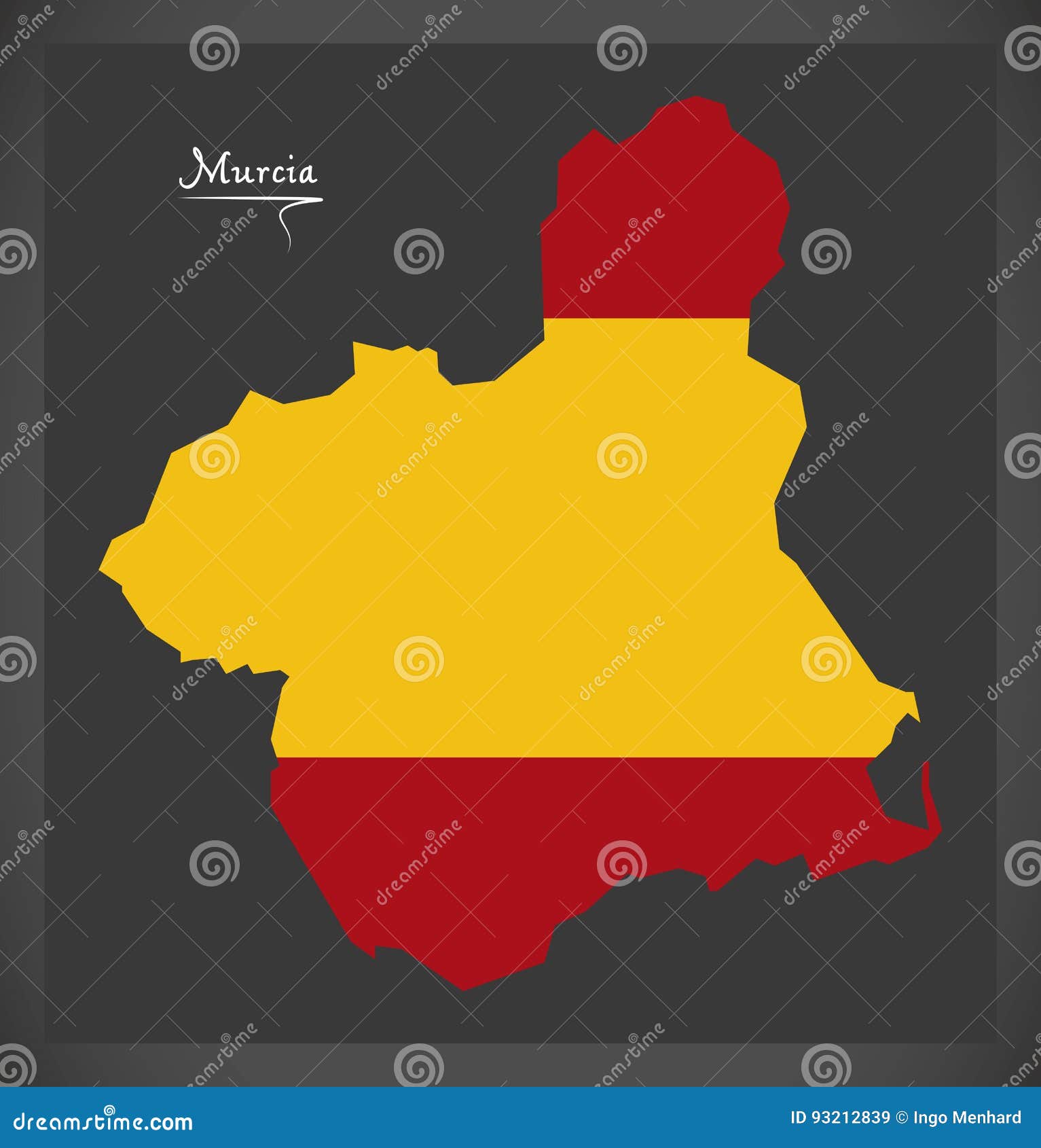 Murcia Map with Spanish National Flag Illustration Stock Vector ...