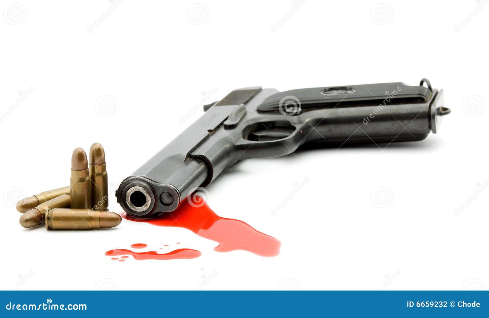 Murder Concept - Gun and Blood Stock Photo - Image of isolated, bullet ...