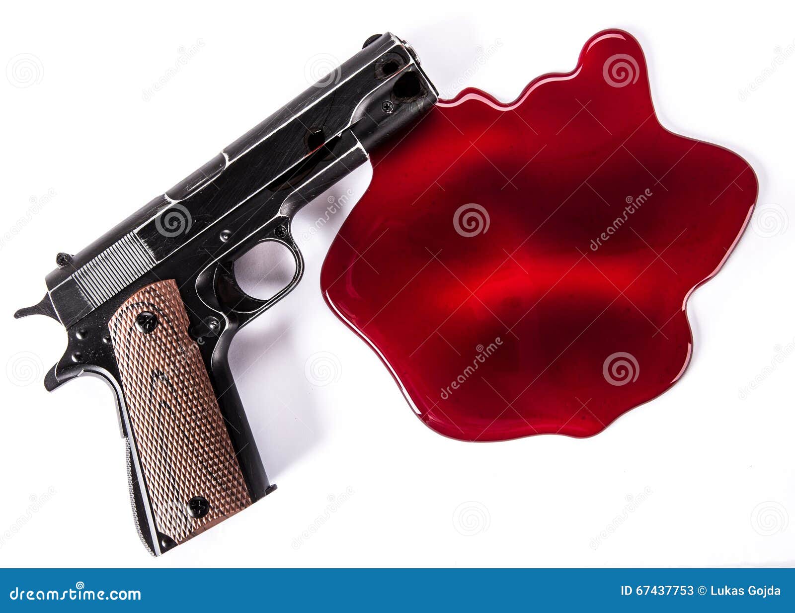 Murder Concept - Gun with Blood on White Background Stock Image - Image ...