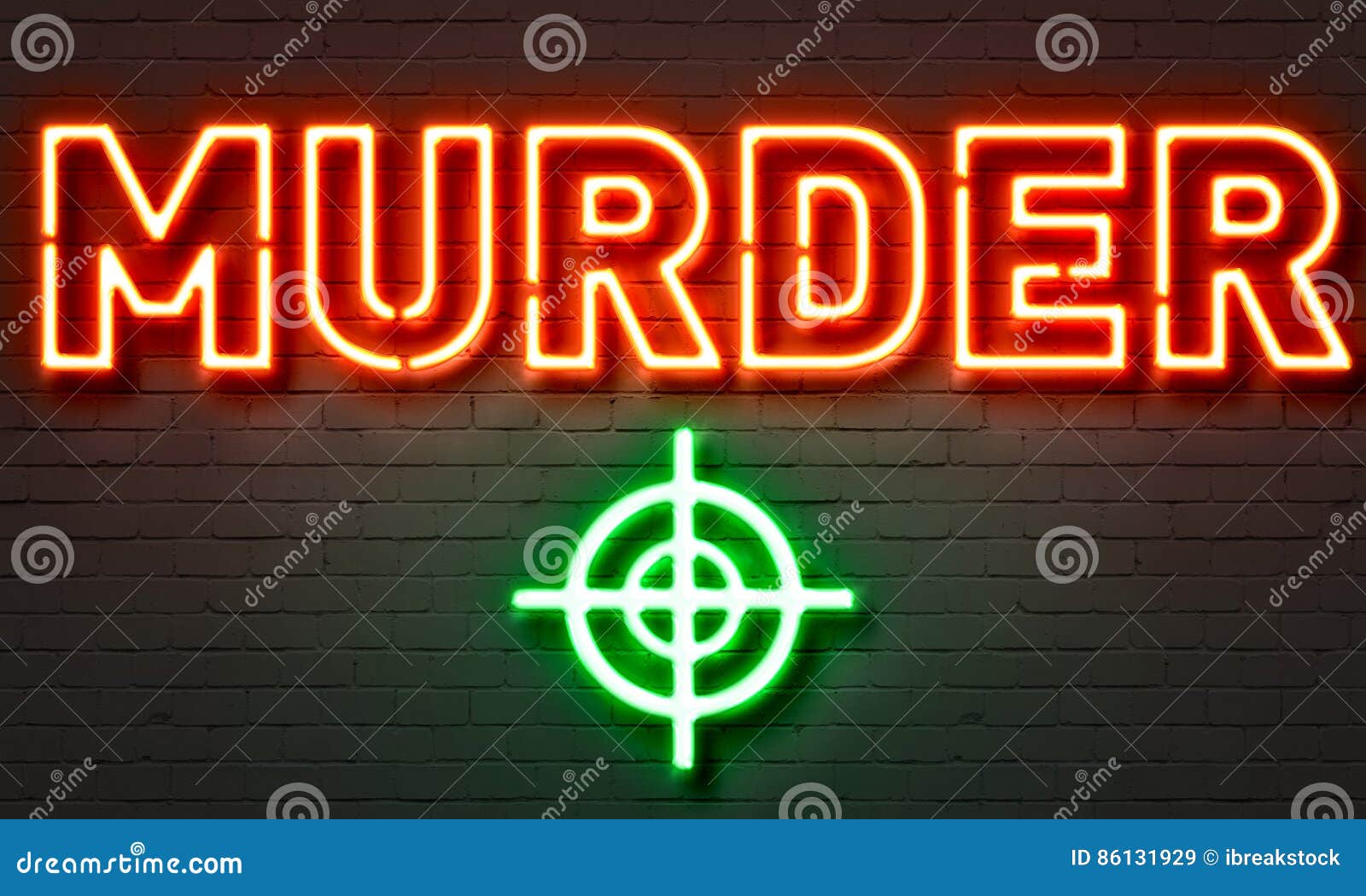 Murder neon sign stock image. Image of prison, electric - 86131929