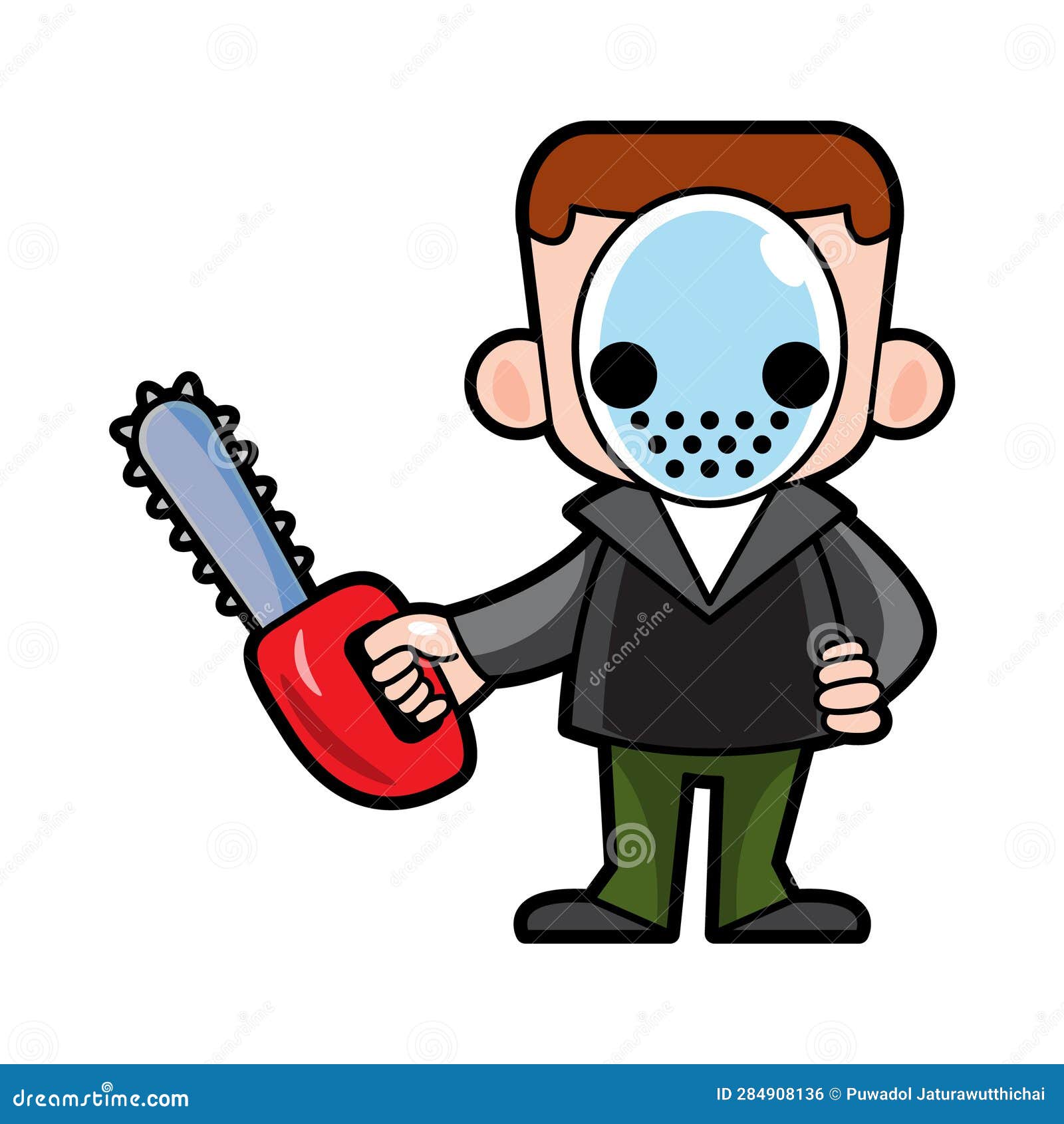 Murderer Hold Chainsaw . Halloween Cartoon Characters Stock Vector ...