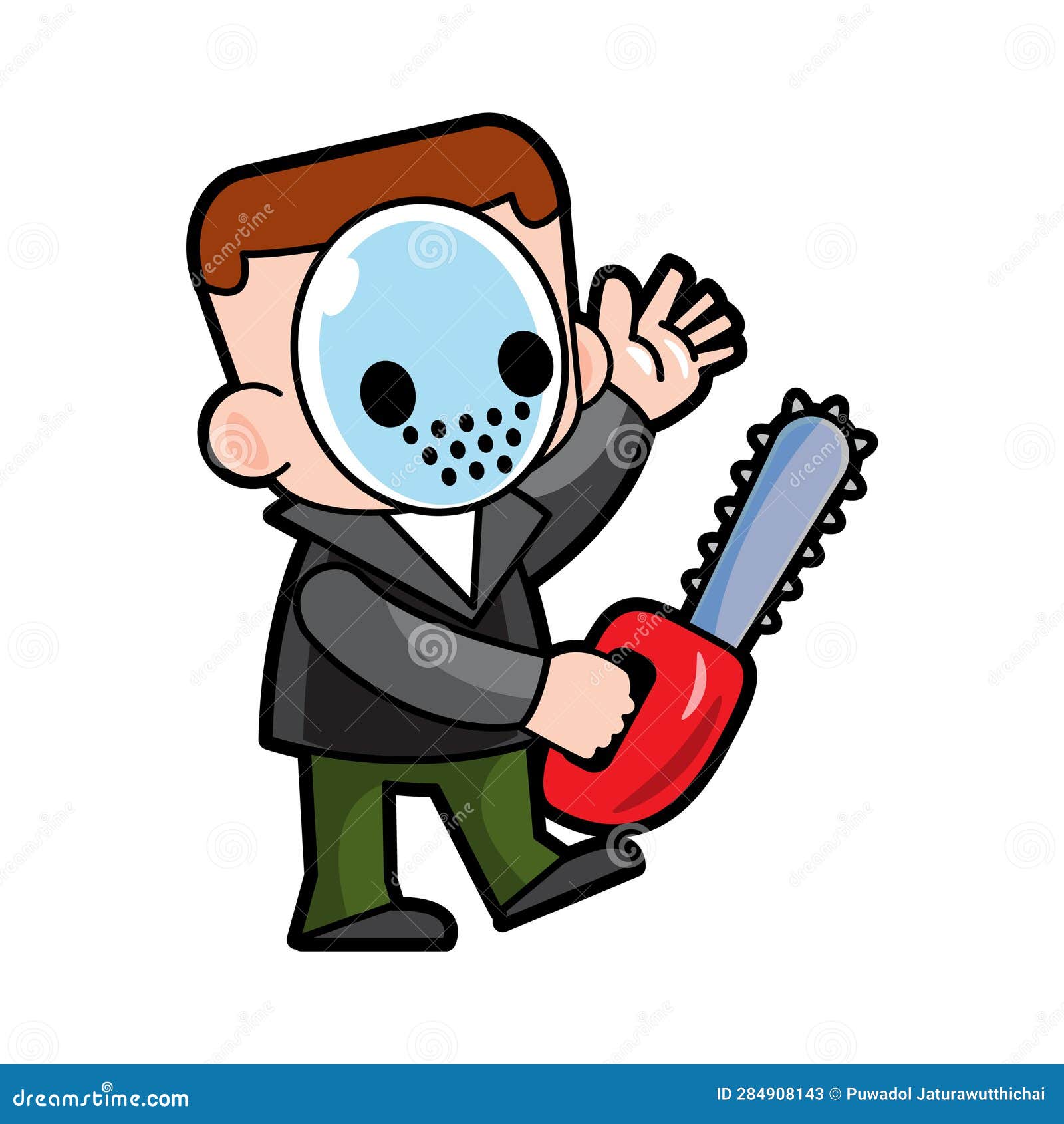 Murderer Hold Chainsaw . Halloween Cartoon Characters . Vector ... Murderer Hold Chainsaw . Halloween Cartoon Characters . Vector ...