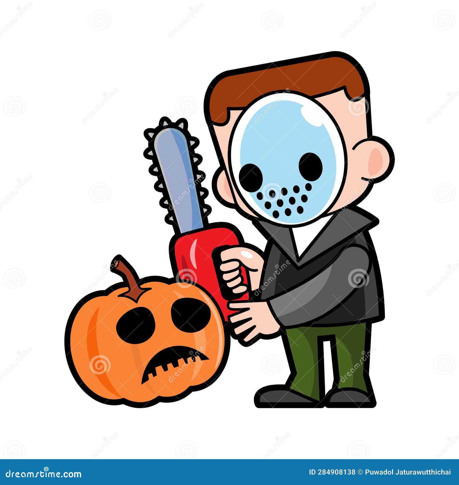 Murderer Hold Chainsaw . Halloween Cartoon Characters Stock Vector ... Murderer Hold Chainsaw . Halloween Cartoon Characters Stock Vector ...