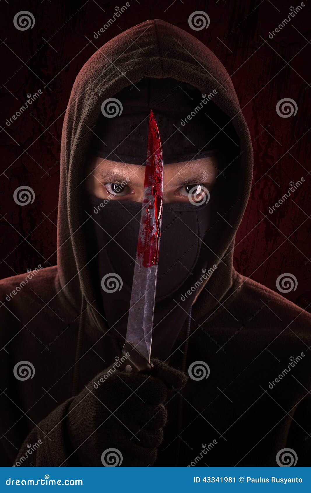 Murderer Posing with Bloody Knife Stock Image - Image of anger ...