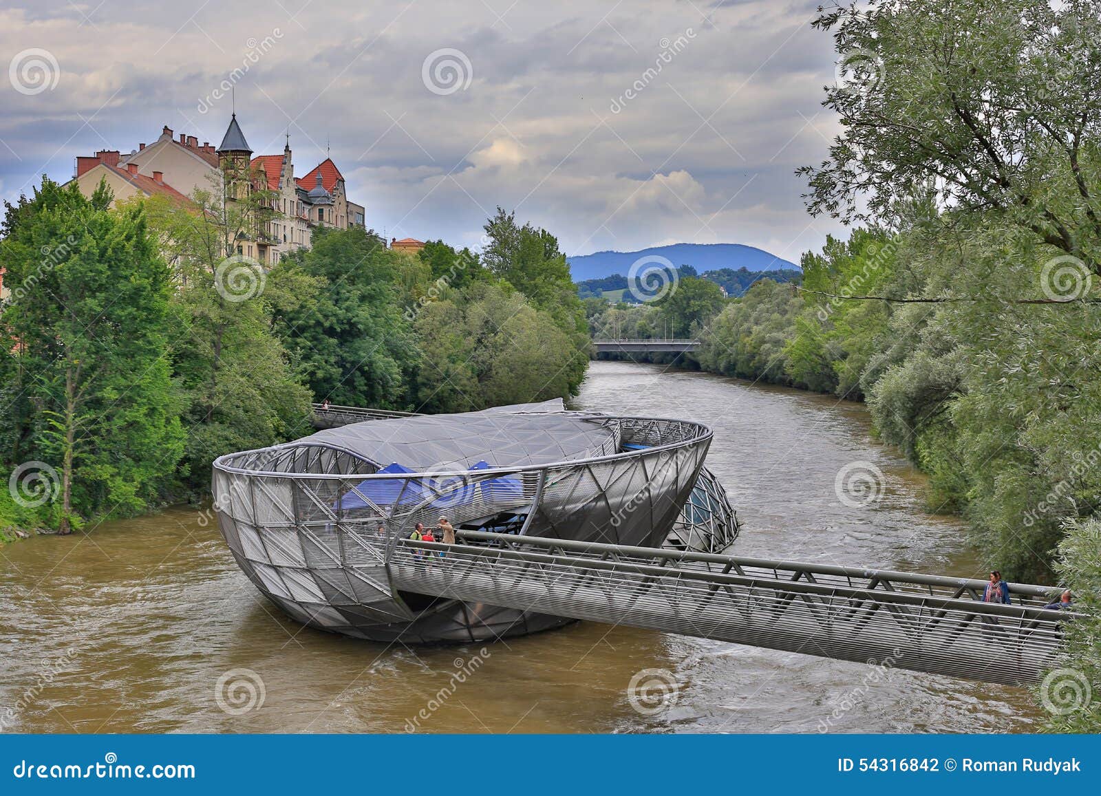Murinsel Bridge in Graz, Austria Editorial Photography - Image of ...