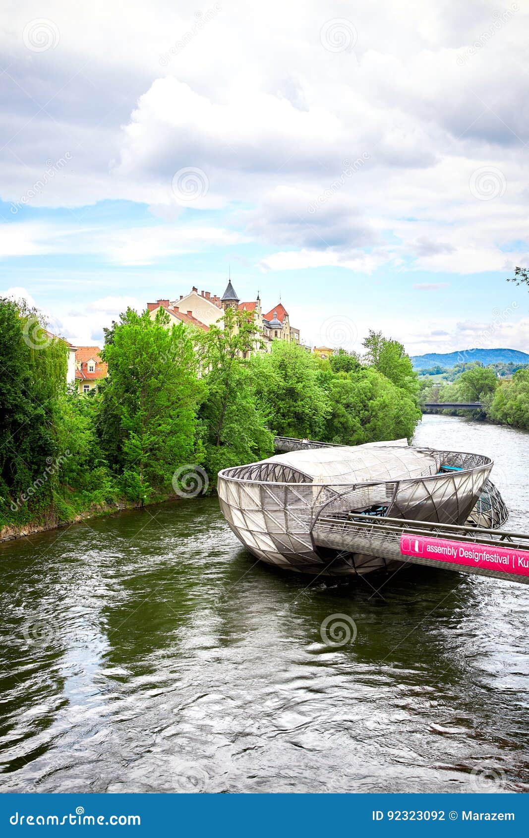 The Murinsel Bridge in Graz Old Town, Austria Editorial Photography ...