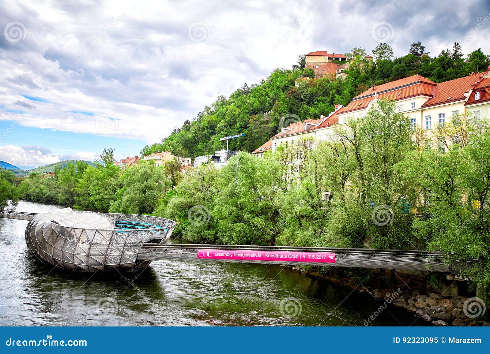 The Murinsel Bridge in Graz Old Town, Austria Editorial Image - Image ...
