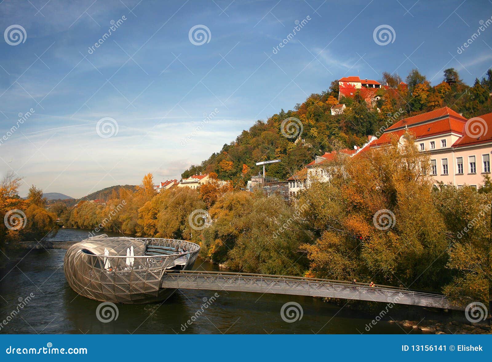 Murinsel Graz stock image. Image of autumn, island, austria - 13156141