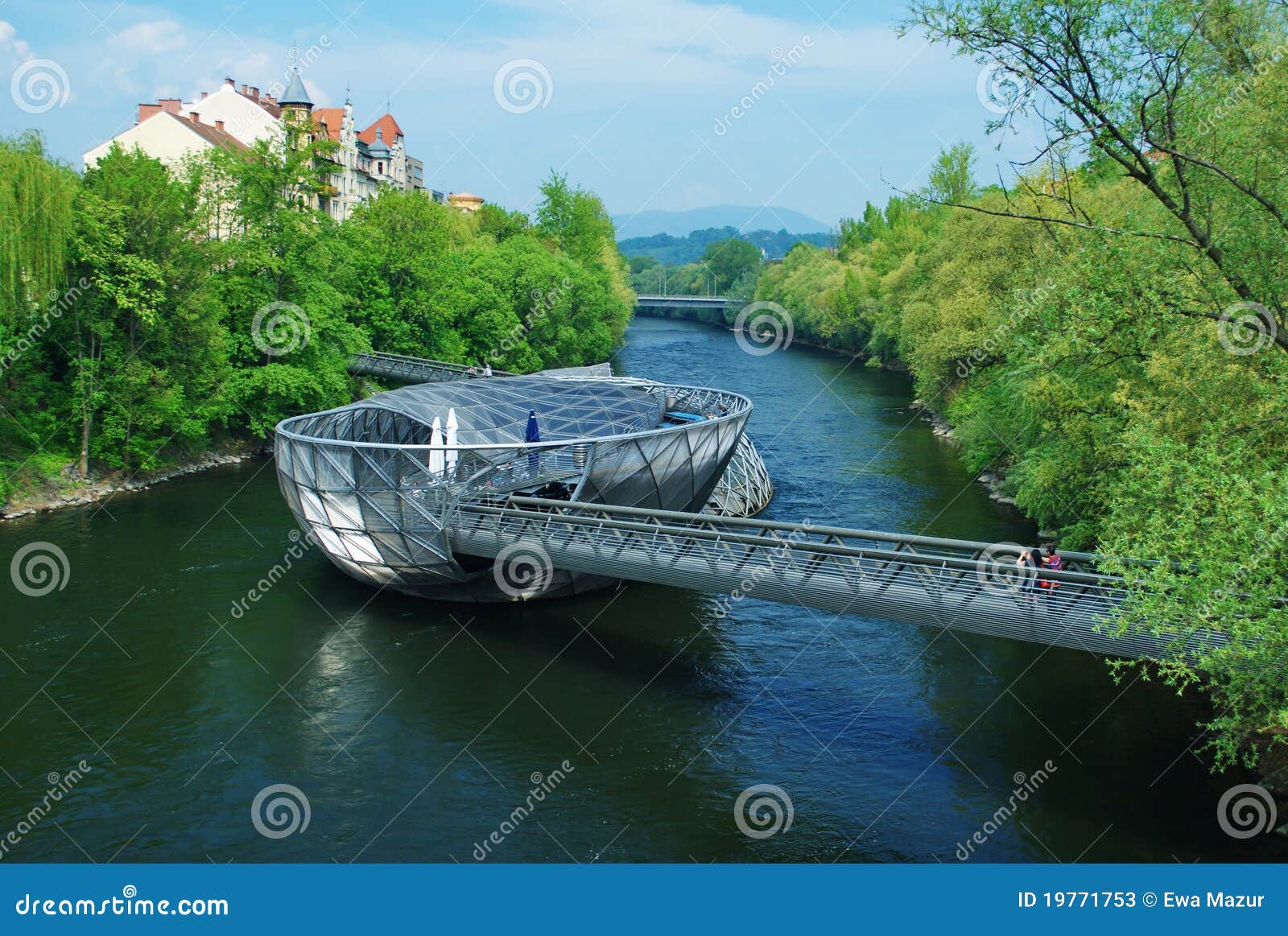 Murinsel,Graz stock image. Image of landmark, green, spring - 19771753