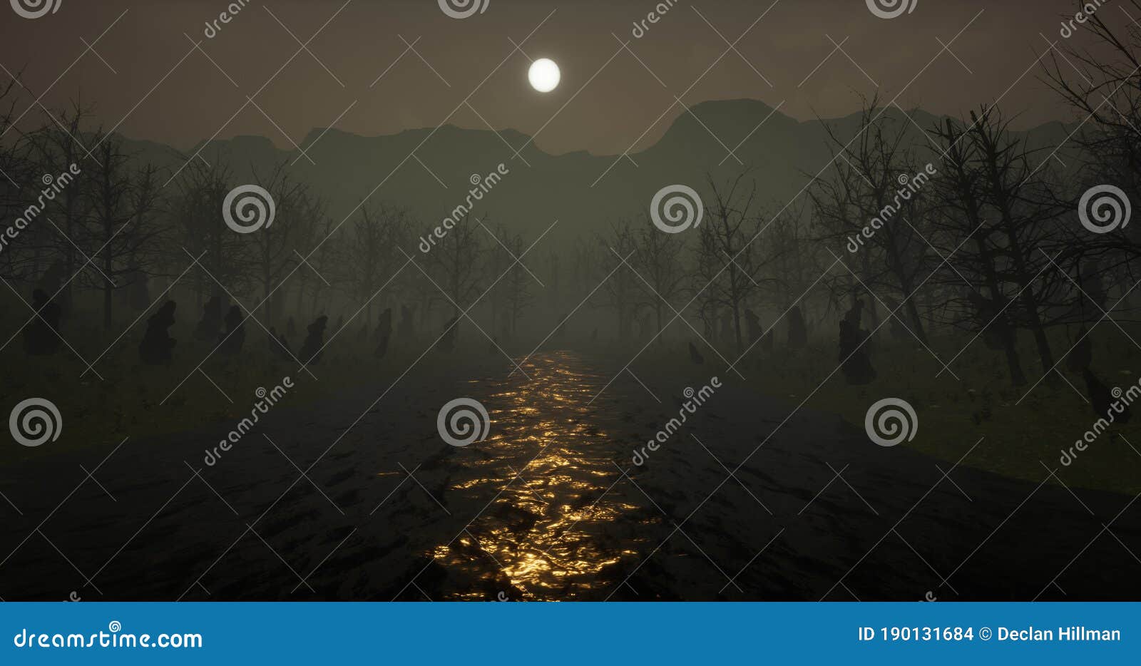 Murky Forest 3D Rendering stock illustration. Illustration of creepy ...